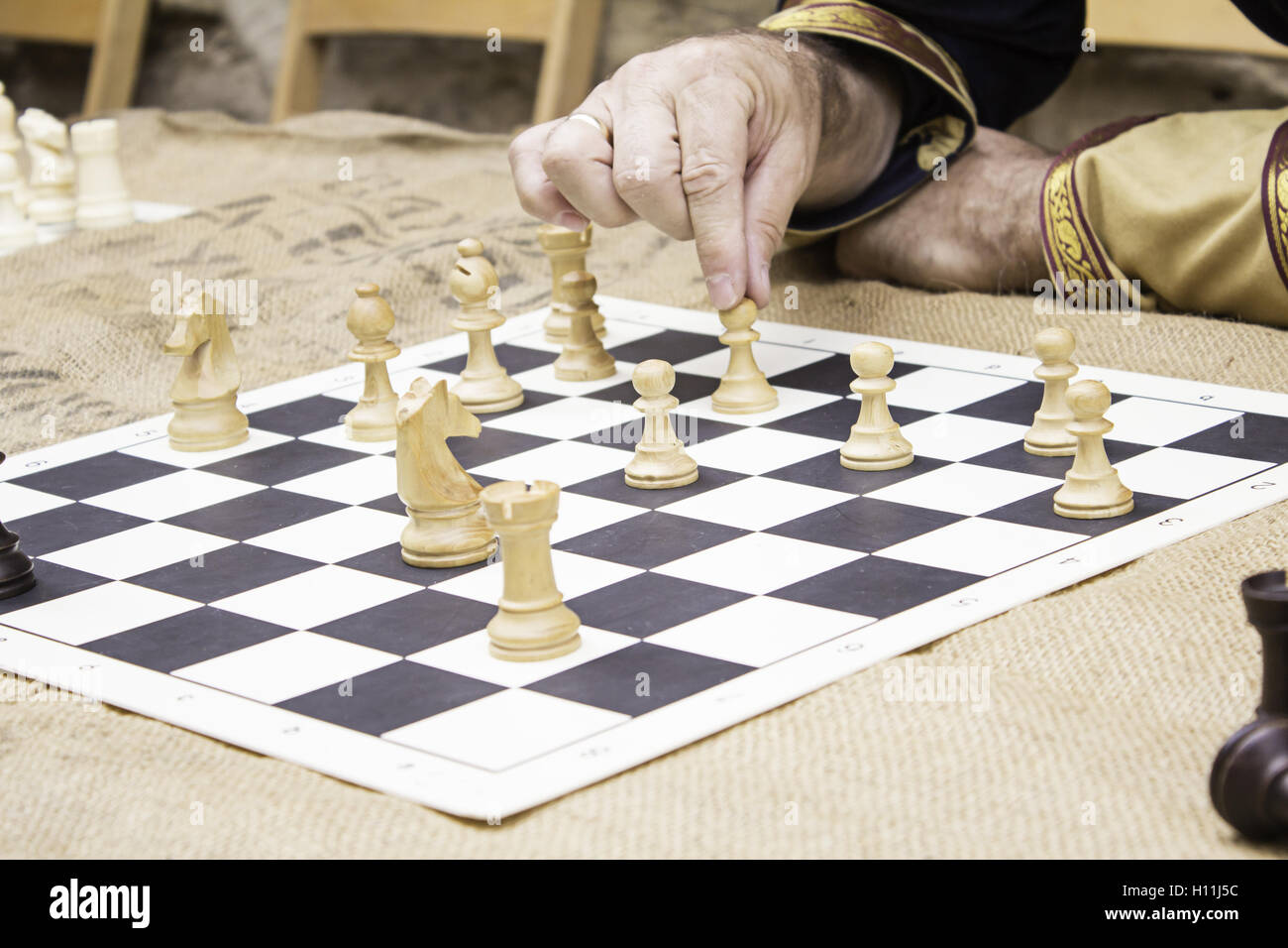 Playing chess board table, fun and skill Stock Photo - Alamy