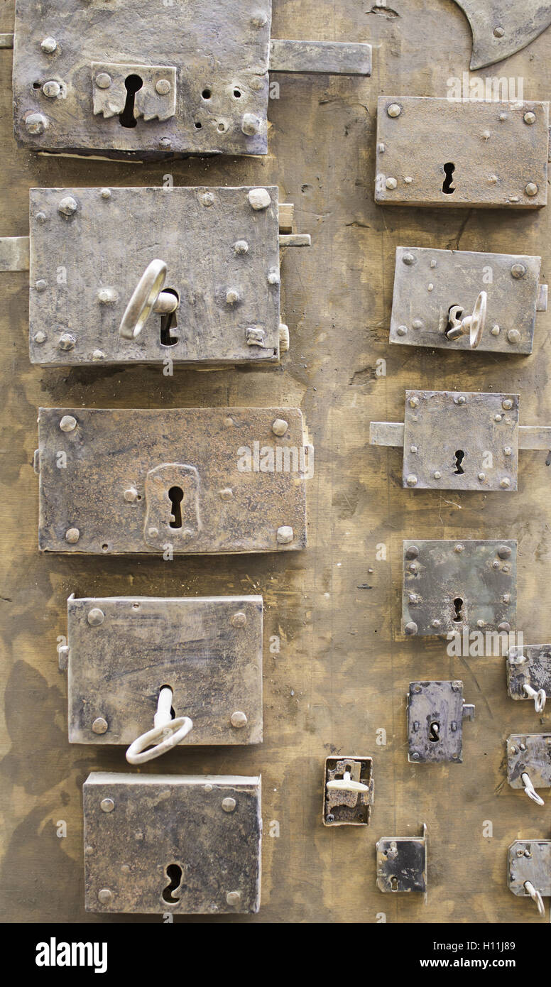 Locks with metal and rusty key, security Stock Photo - Alamy