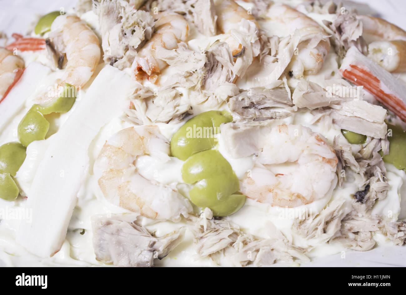 Russian salad with tuna and olives, food and restaurant Stock Photo - Alamy