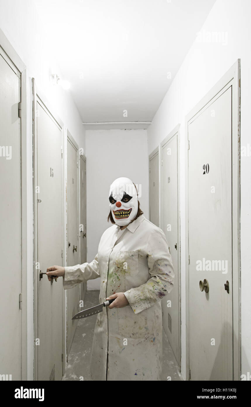 Psychotic clown inside hospital, halloween Stock Photo - Alamy
