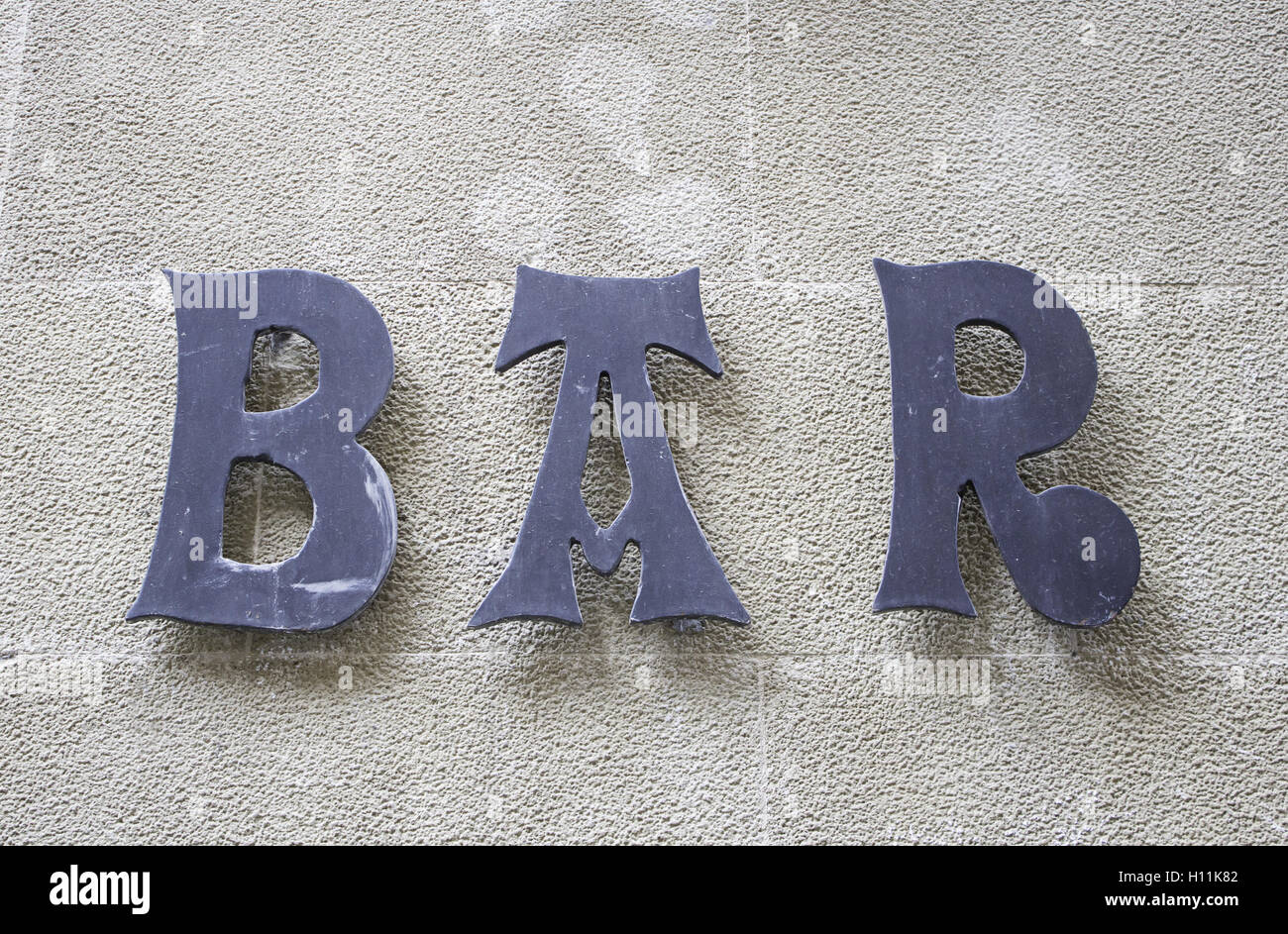 Black metal bar sign, business and hospitality Stock Photo - Alamy