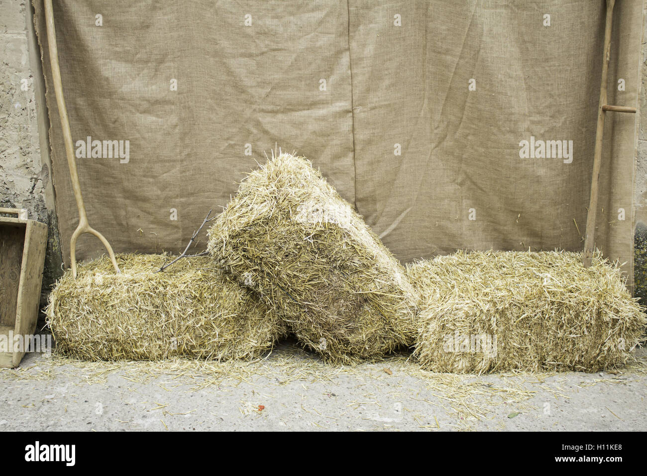 Farm stacked straw, nature and agriculture Stock Photo - Alamy
