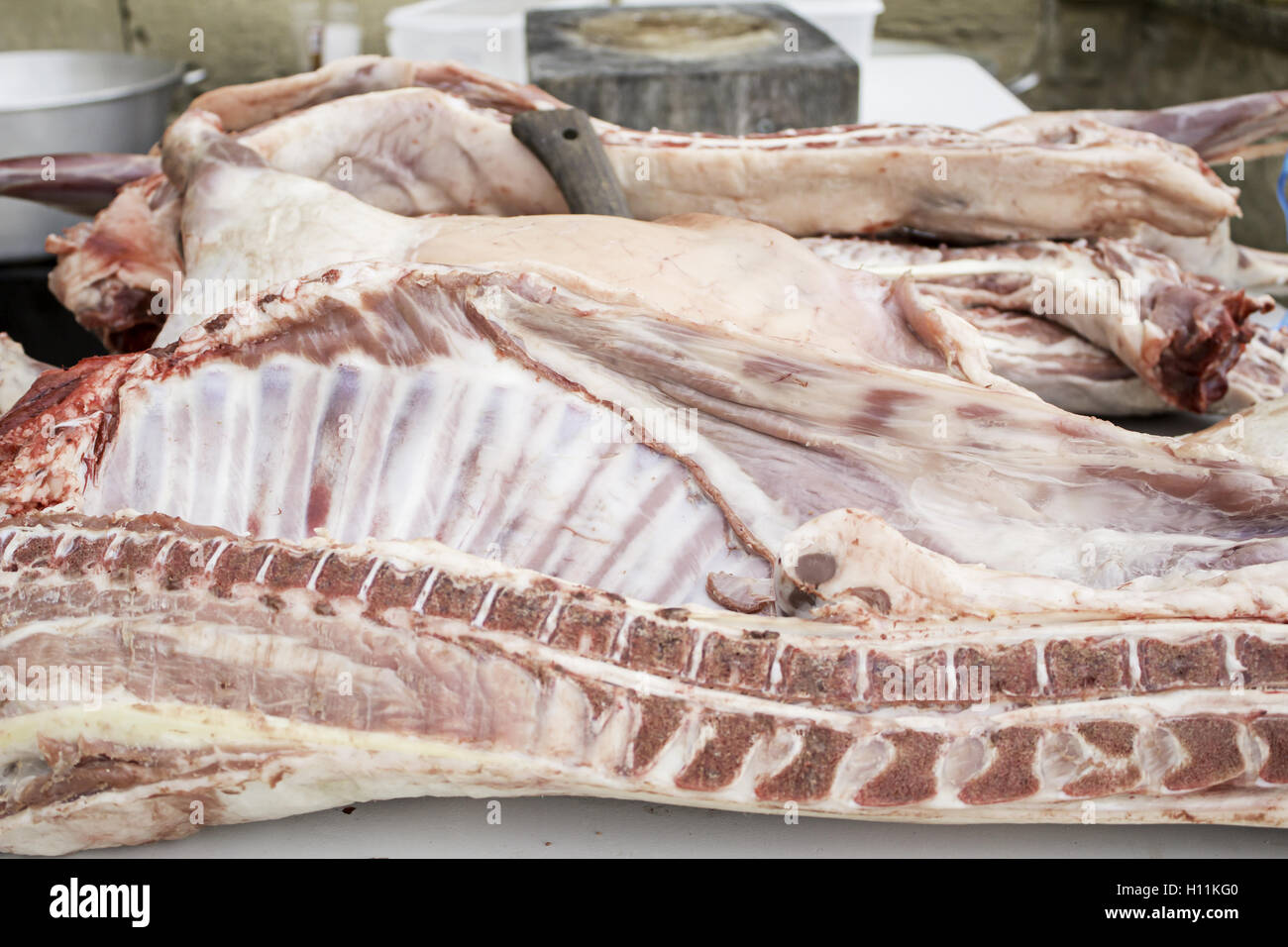 Raw pork skin pork butcher hi-res stock photography and images - Alamy