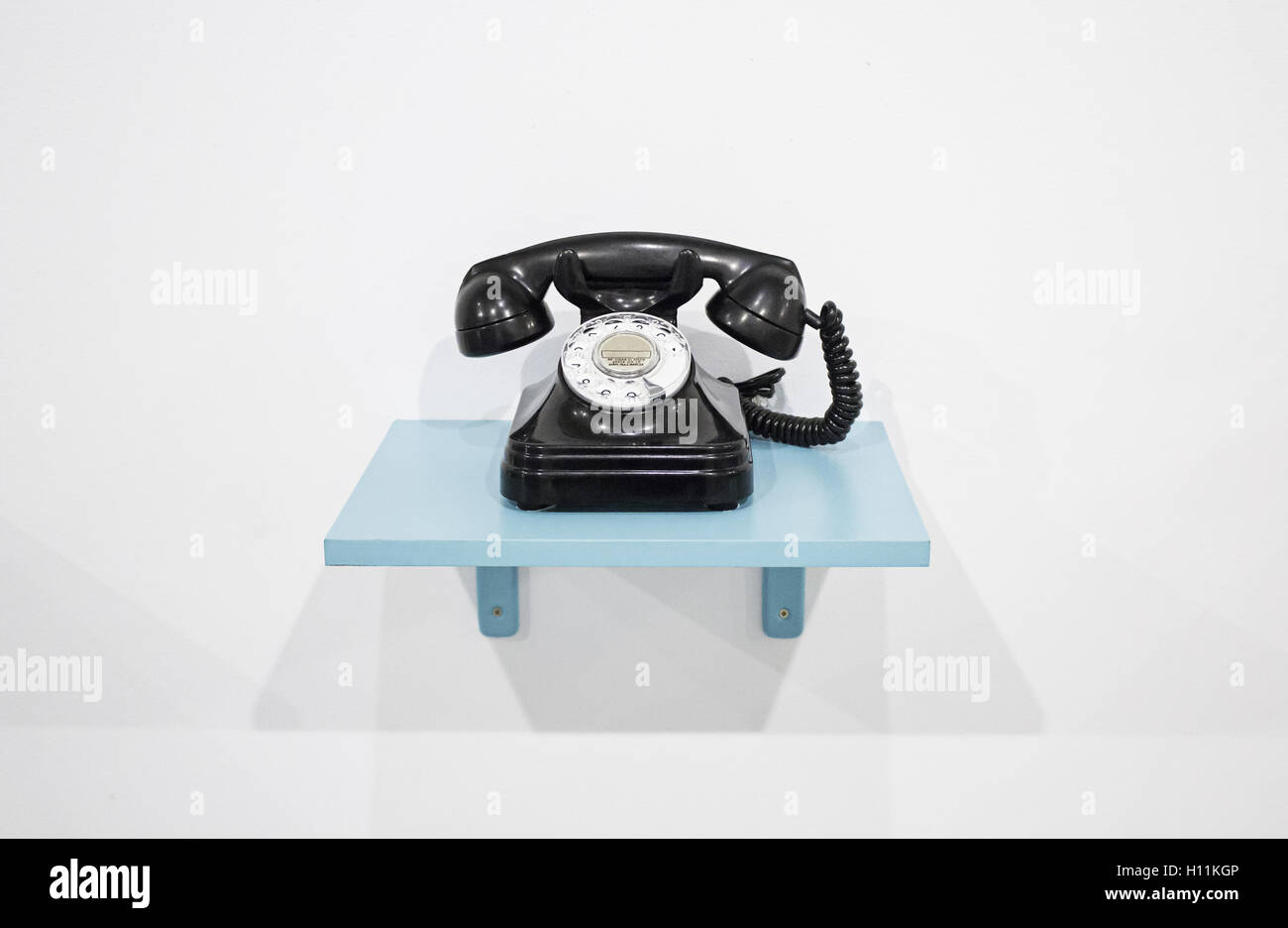 Old phone on plastic table and object technology Stock Photo - Alamy