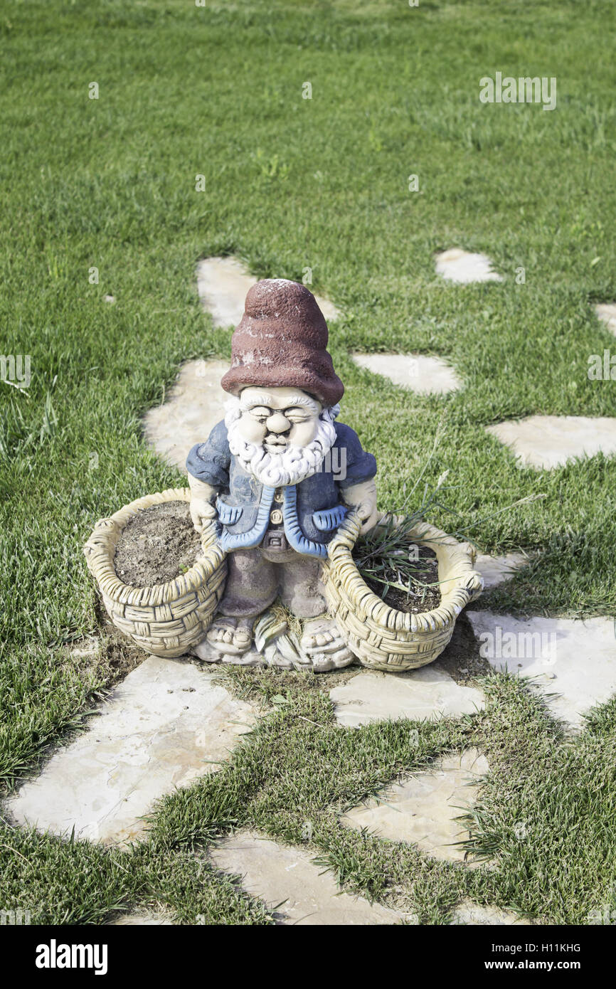 Dwarf garden with pots and vegetation, nature Stock Photo - Alamy