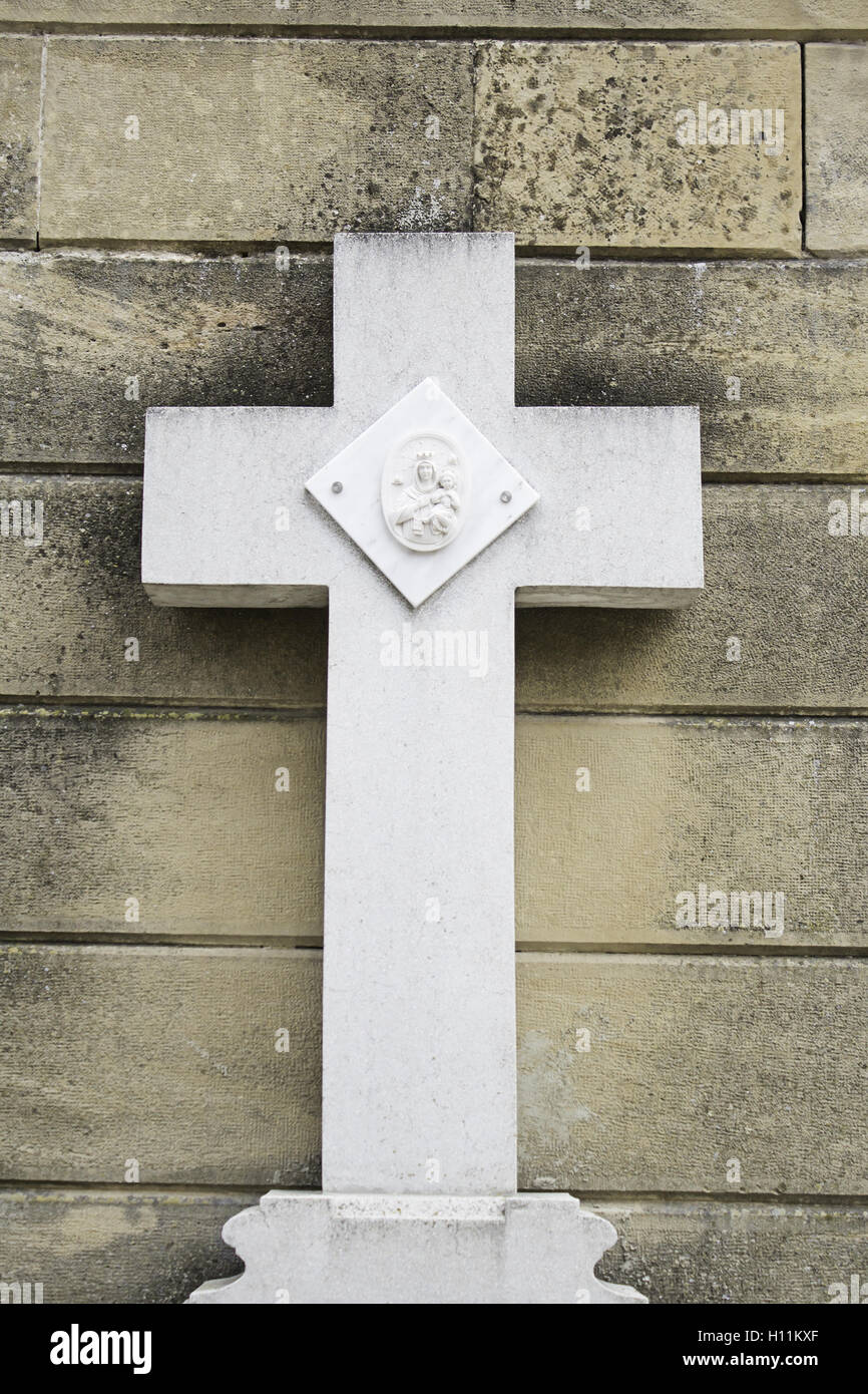 Ancient tomb stone with carved cross, cemetery Stock Photo - Alamy