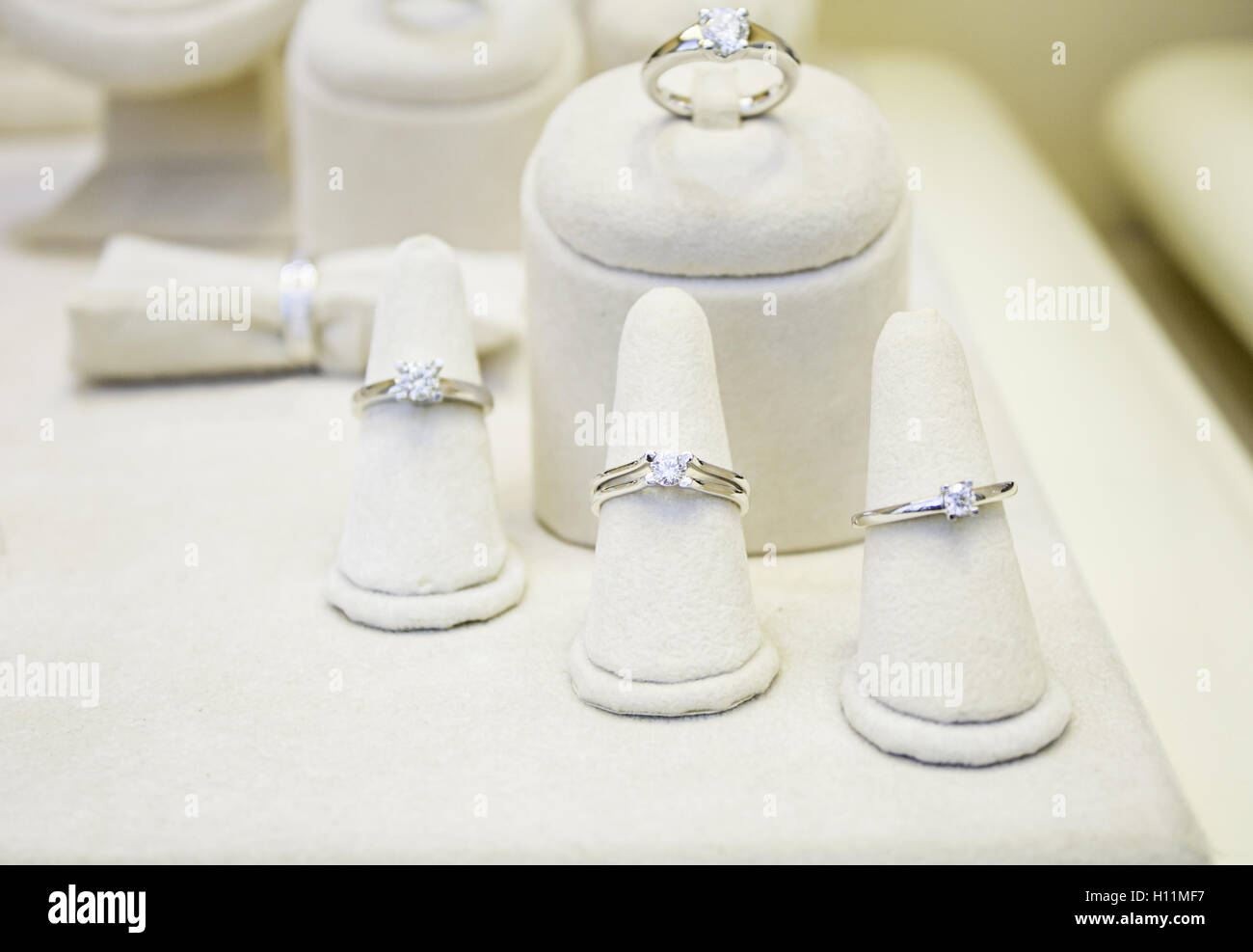 Ring in white gold jewelry, selling and trading Stock Photo - Alamy
