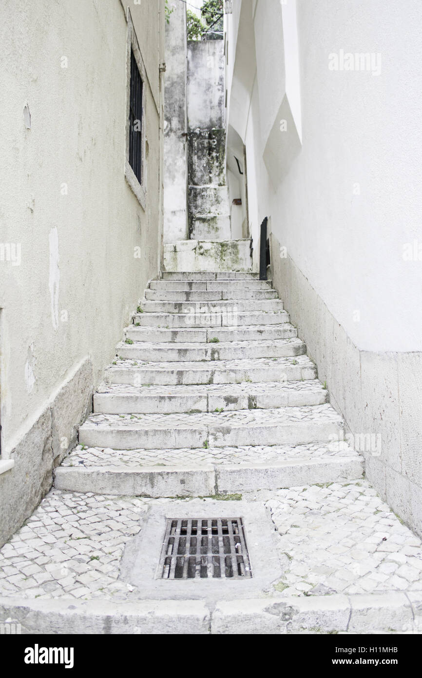 Alleyway with stairs village, construction and tourism Stock Photo - Alamy