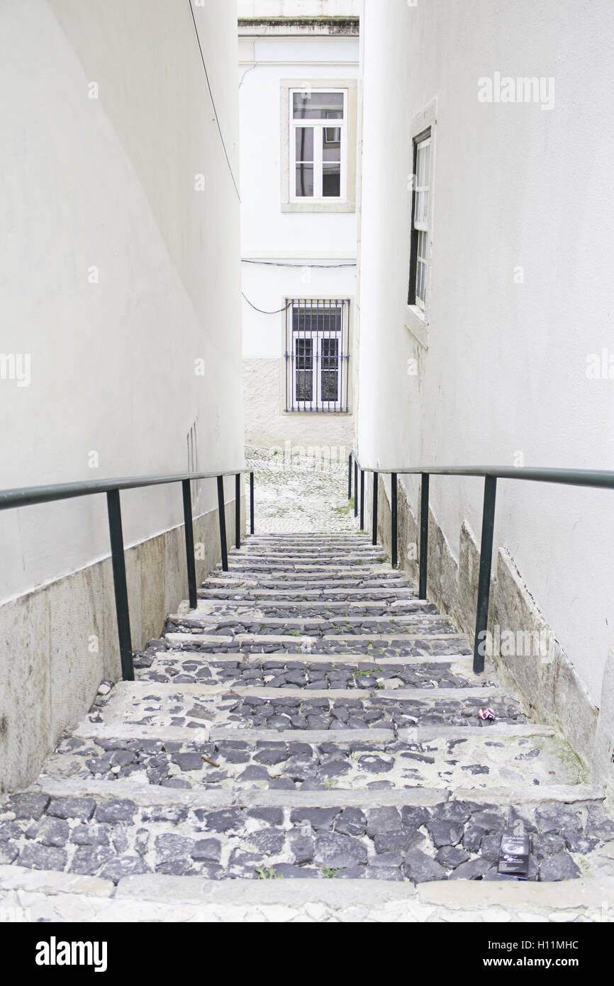 Alleyway with stairs village, construction and tourism Stock Photo - Alamy