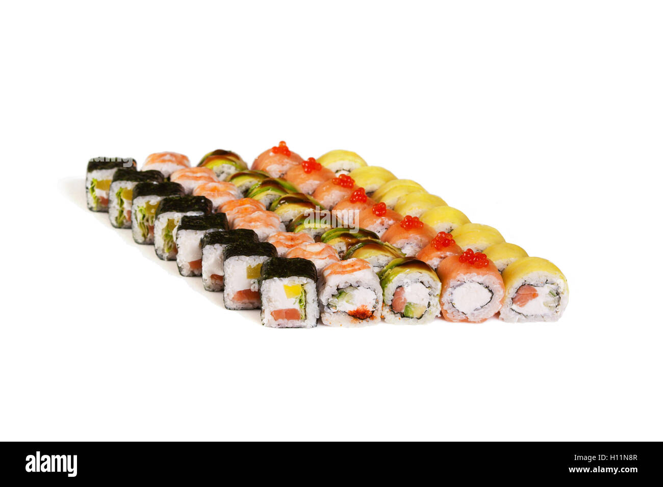 Sushi on a white background. Stock image Stock Photo - Alamy