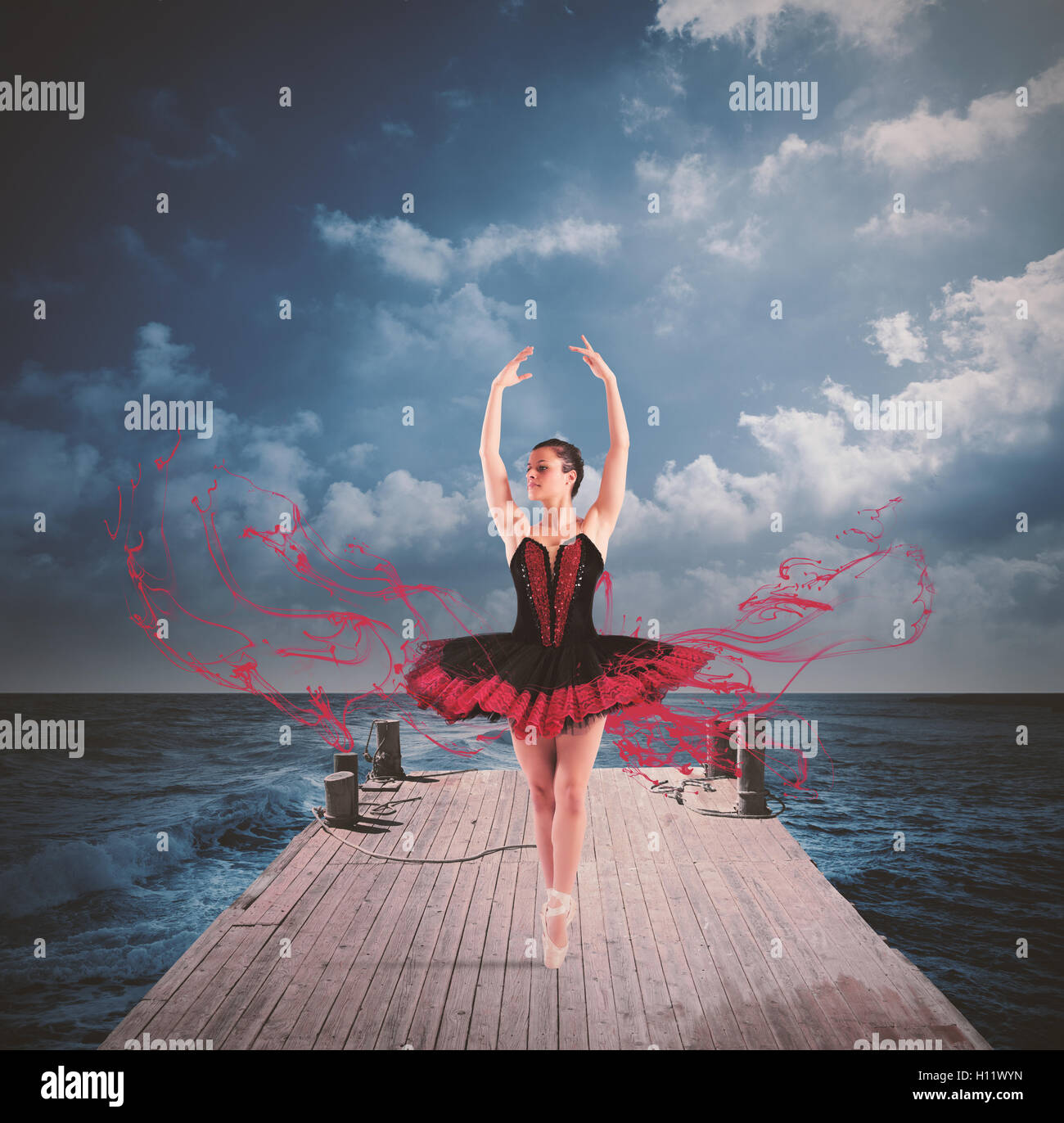 Dancer on a floating dock Stock Photo - Alamy