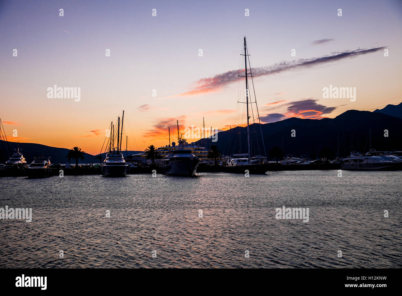 Sailing boats and yachts in marina in Montenegro Stock Photo - Alamy