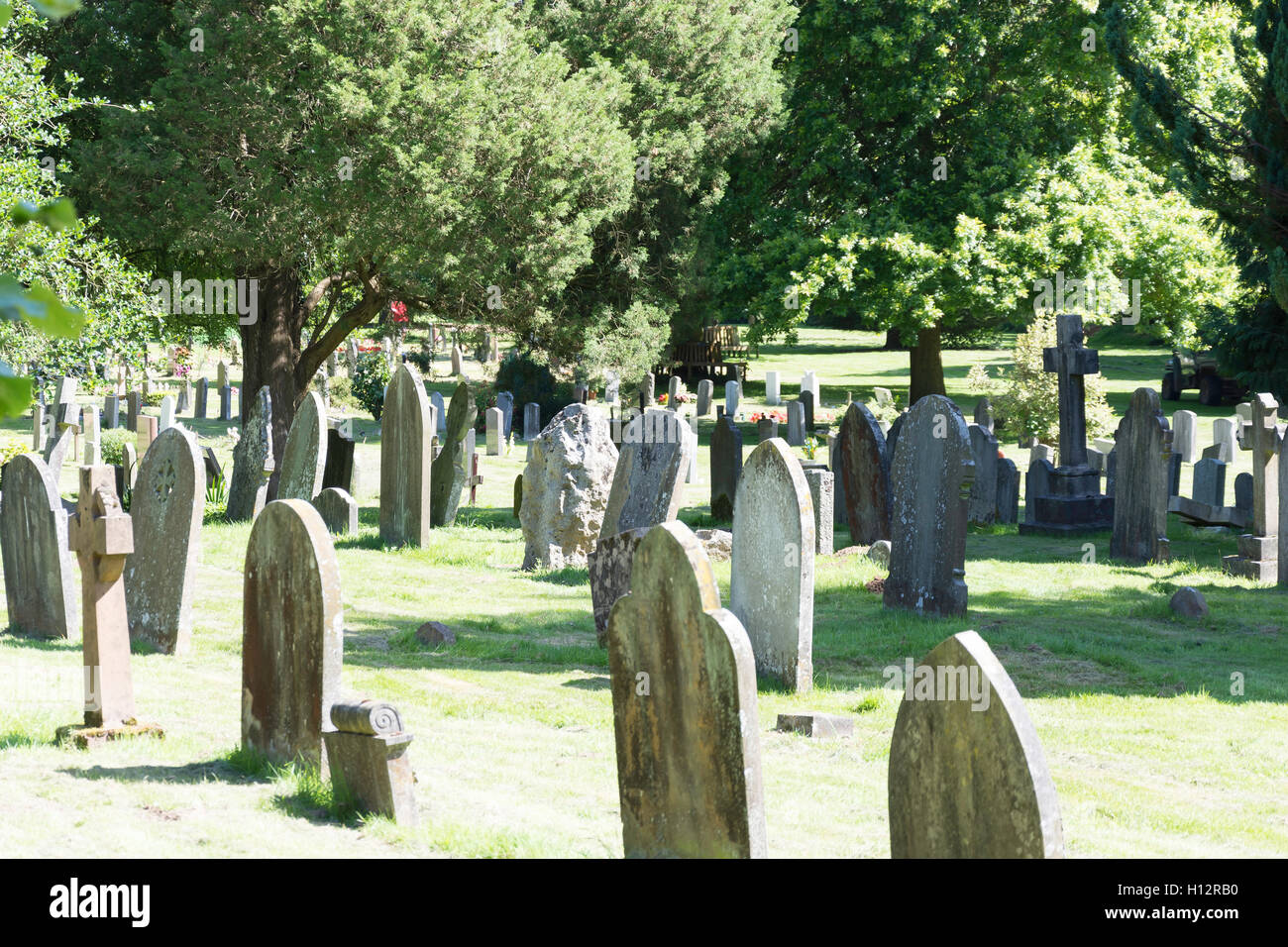 Ancient headstones in churchyard in St Nicholas Church, Church Lane ...