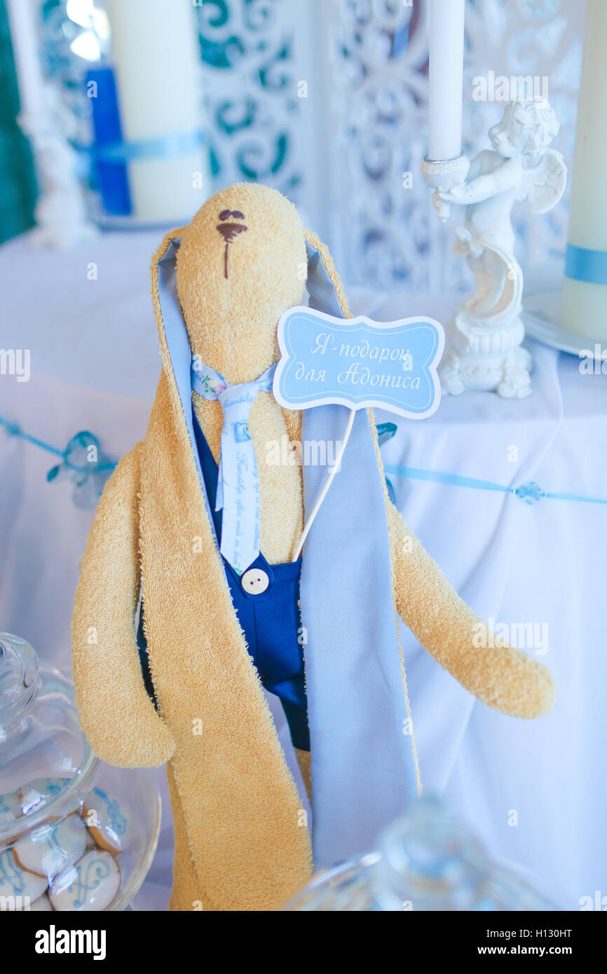 Funny rabbit, fabric toy Stock Photo - Alamy