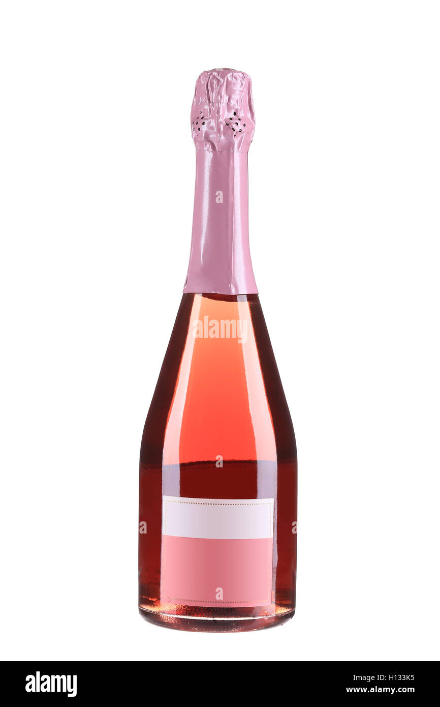 Botlle of pink fruit champagne Stock Photo - Alamy