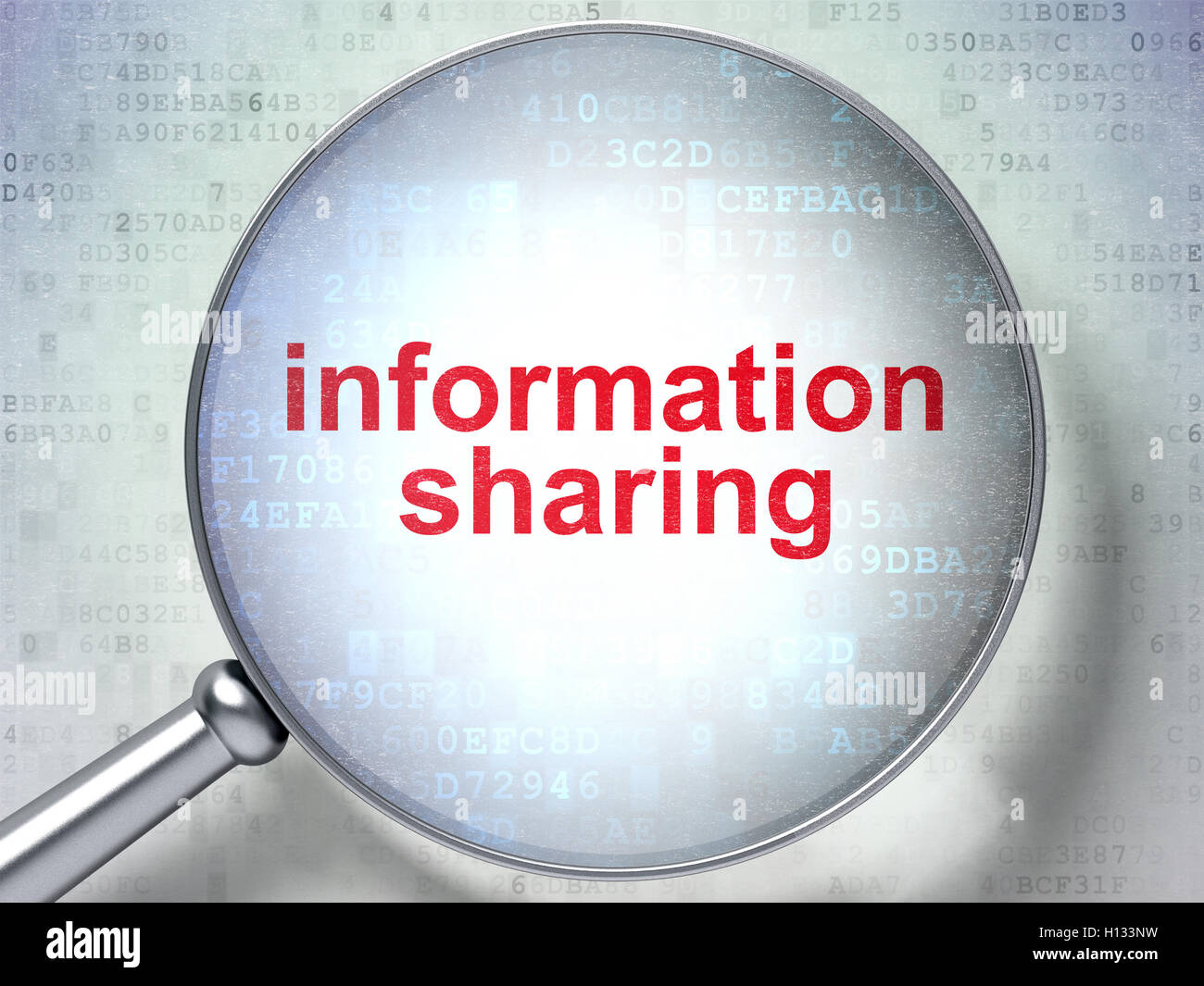 Information concept: Information Sharing with optical glass Stock Photo ...
