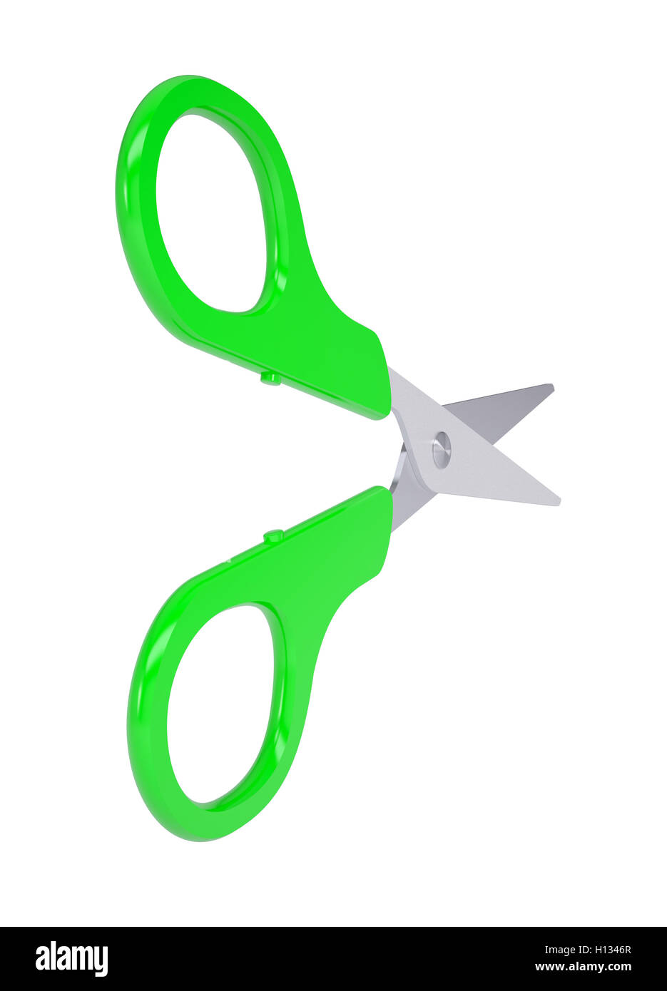 Scissors with green handles Stock Photo - Alamy
