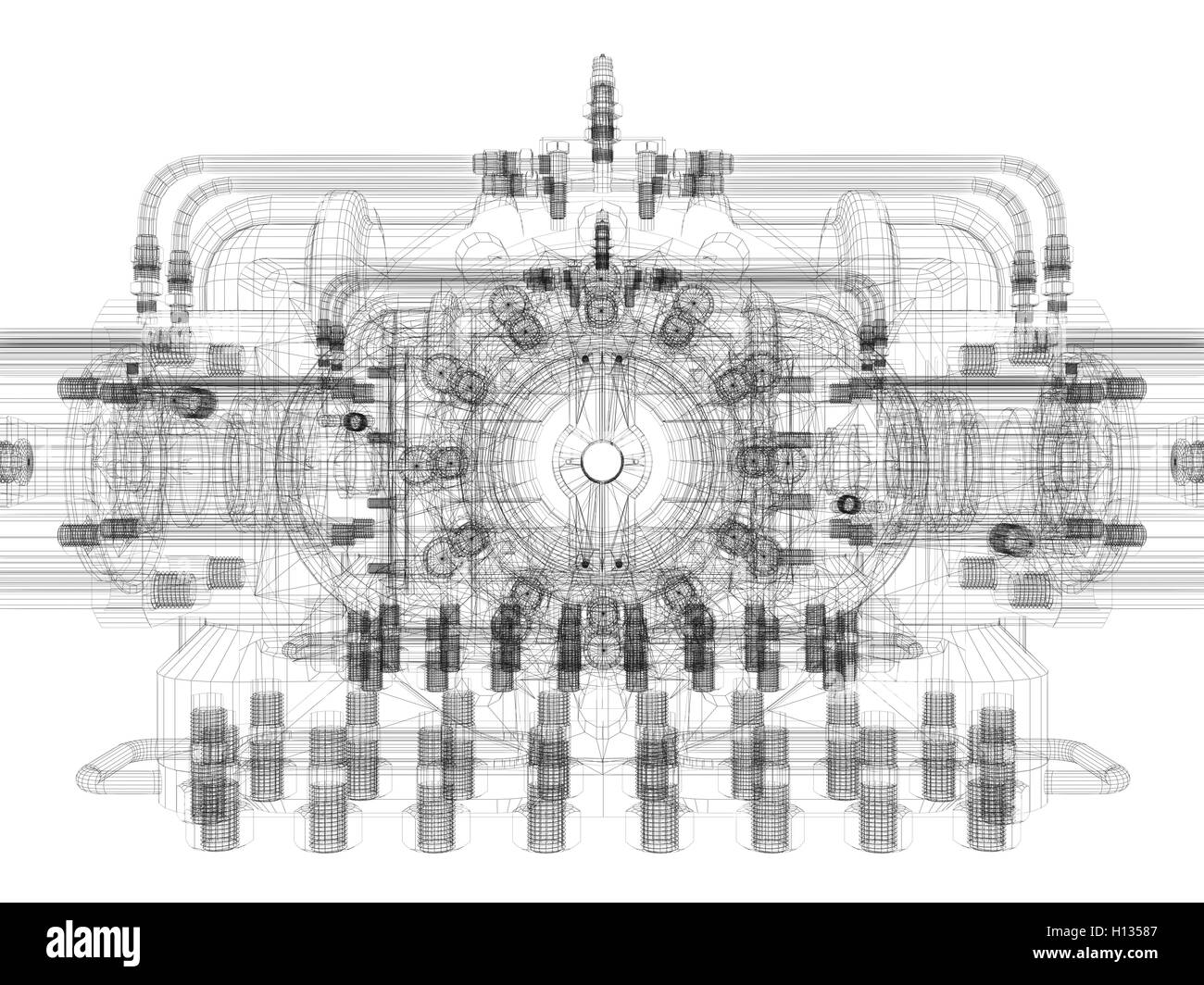 Industrial equipment. Wire-frame render Stock Photo - Alamy