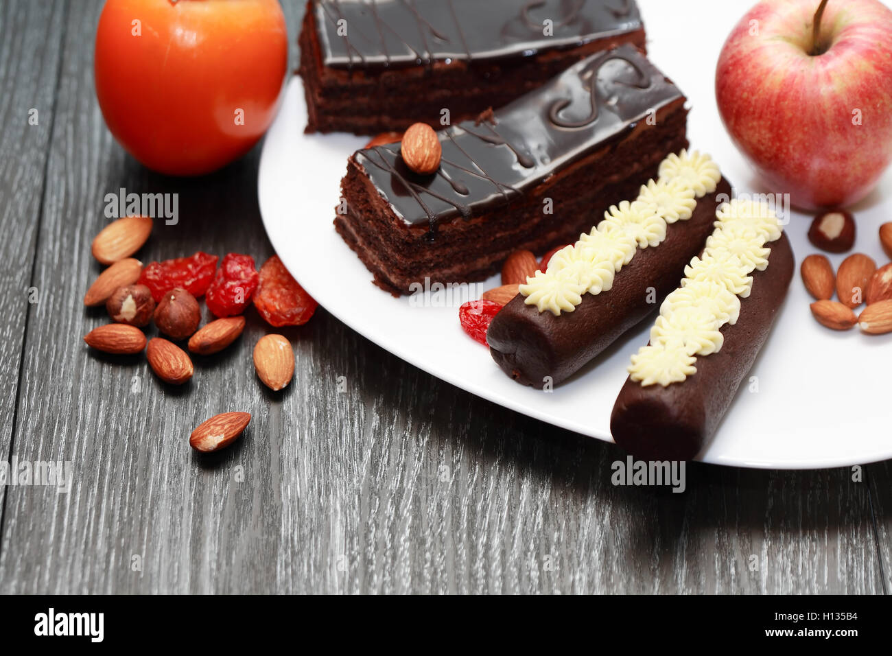 Sweets And Fruits Stock Photo - Alamy