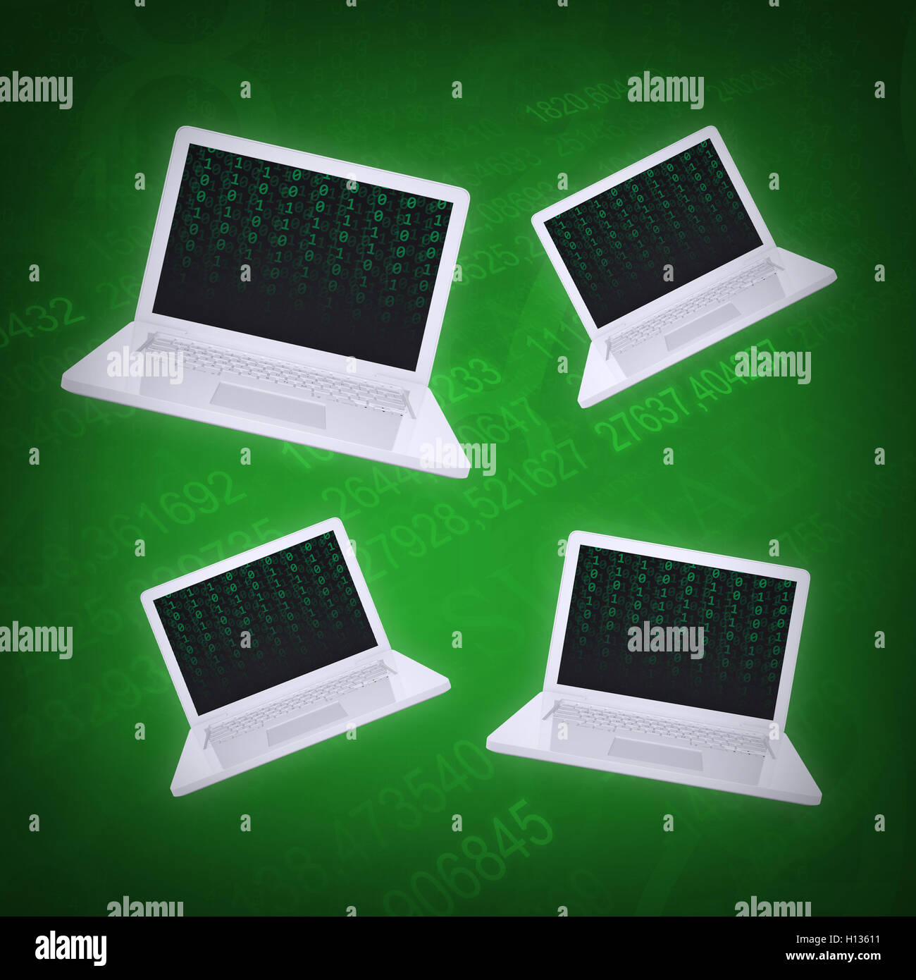 Four laptop on an abstract background Stock Photo - Alamy