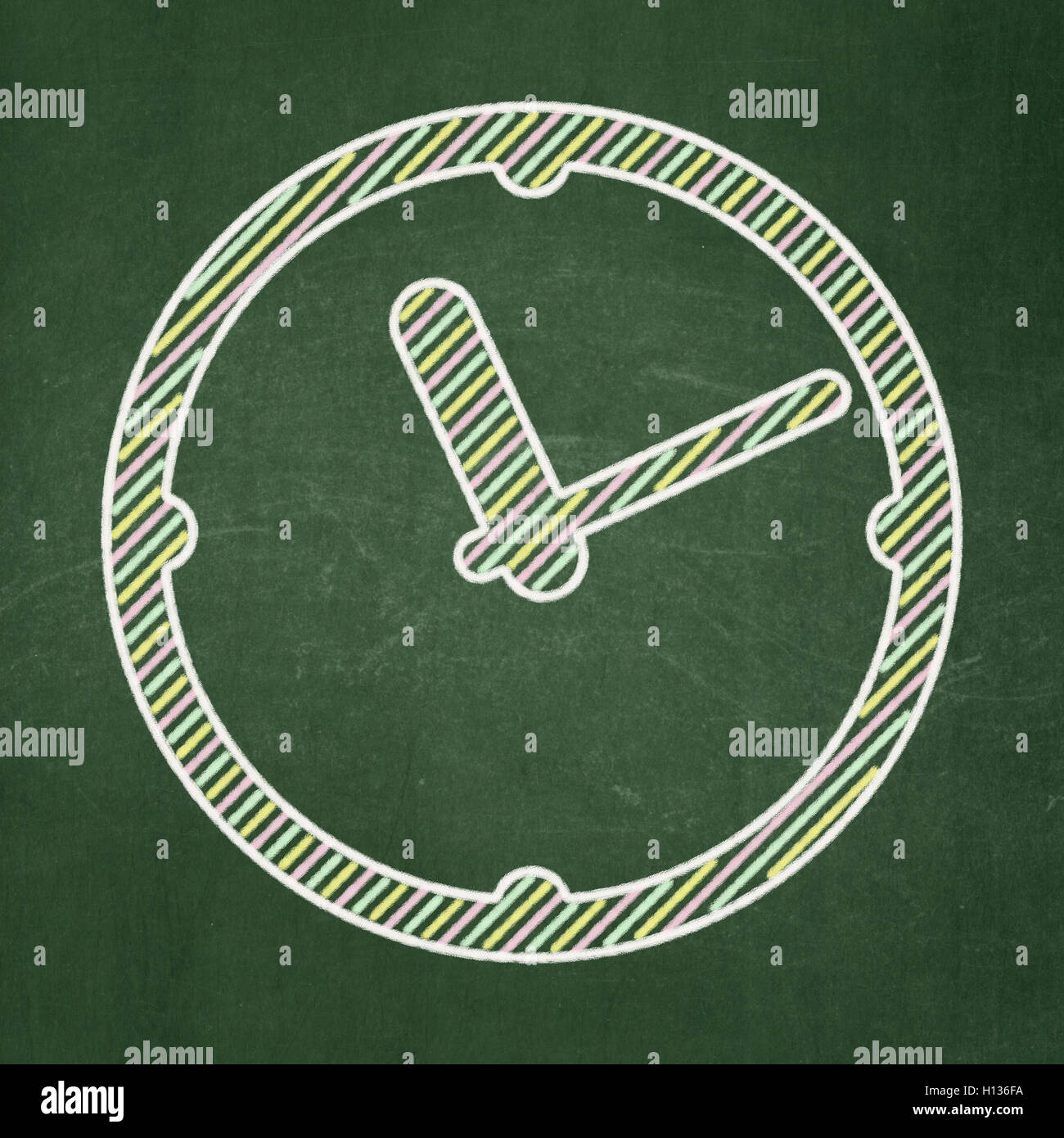 Timeline concept: Clock on chalkboard background Stock Photo - Alamy