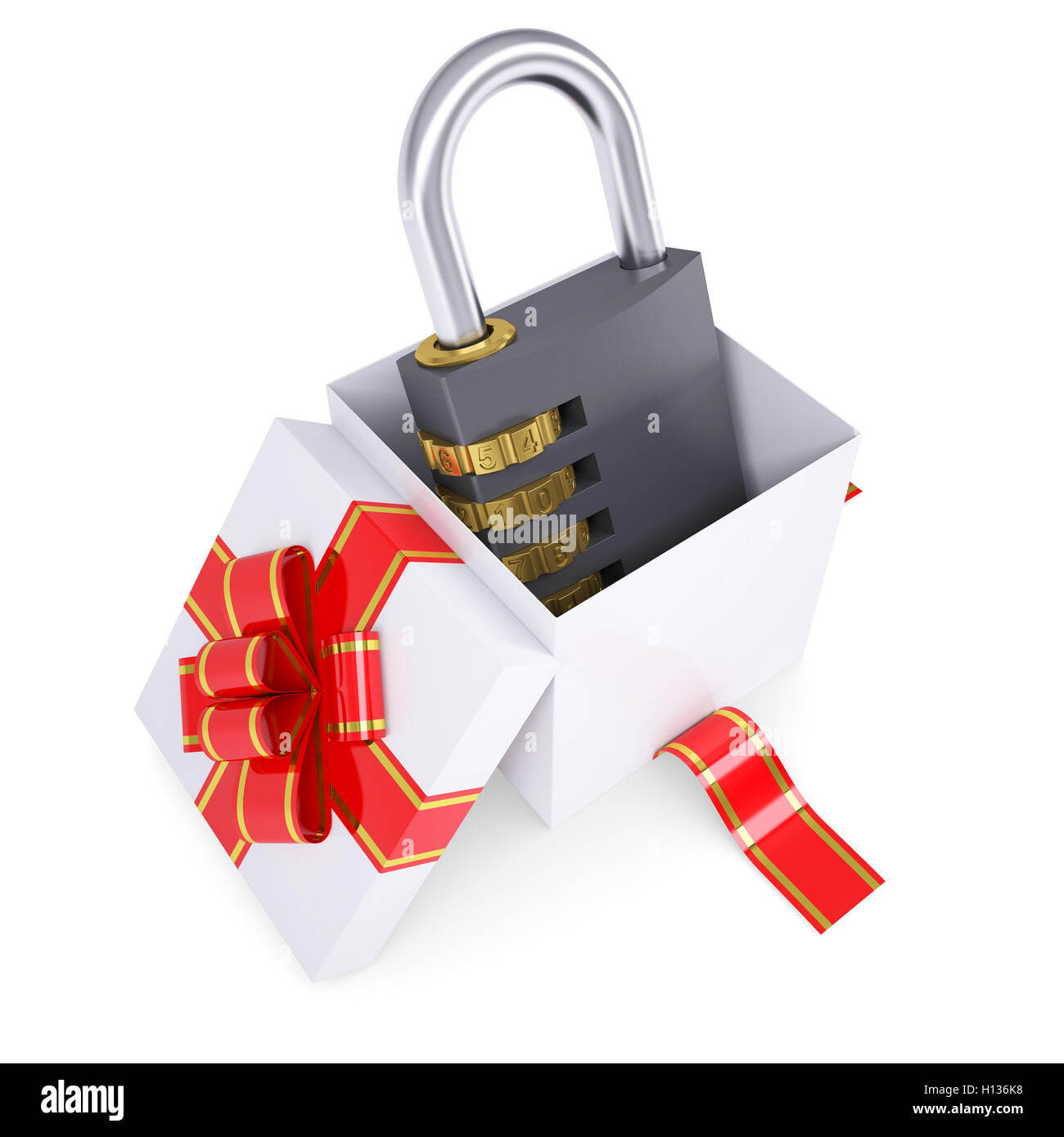 Combination lock in a gift box Stock Photo - Alamy