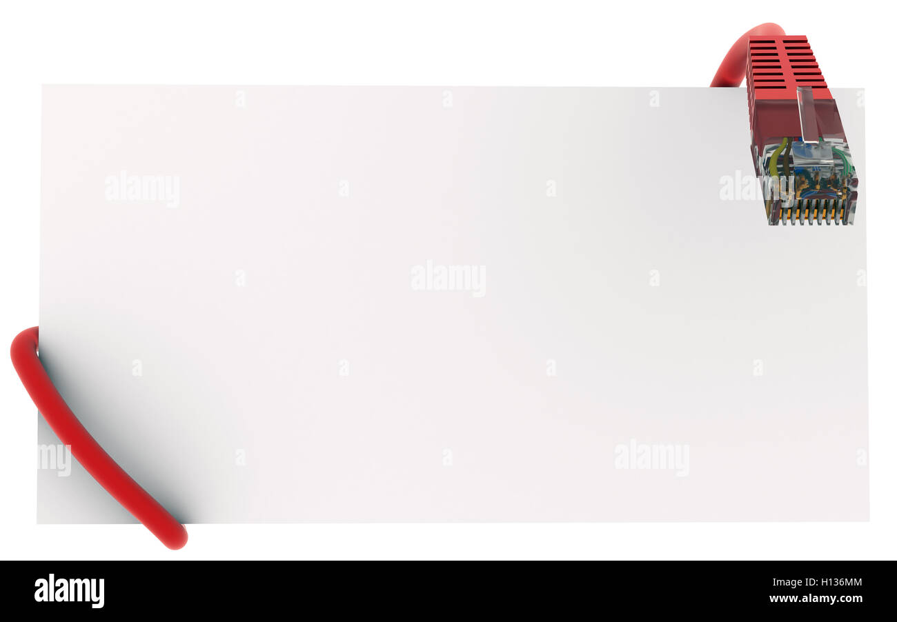 Internet cable and a white card Stock Photo - Alamy