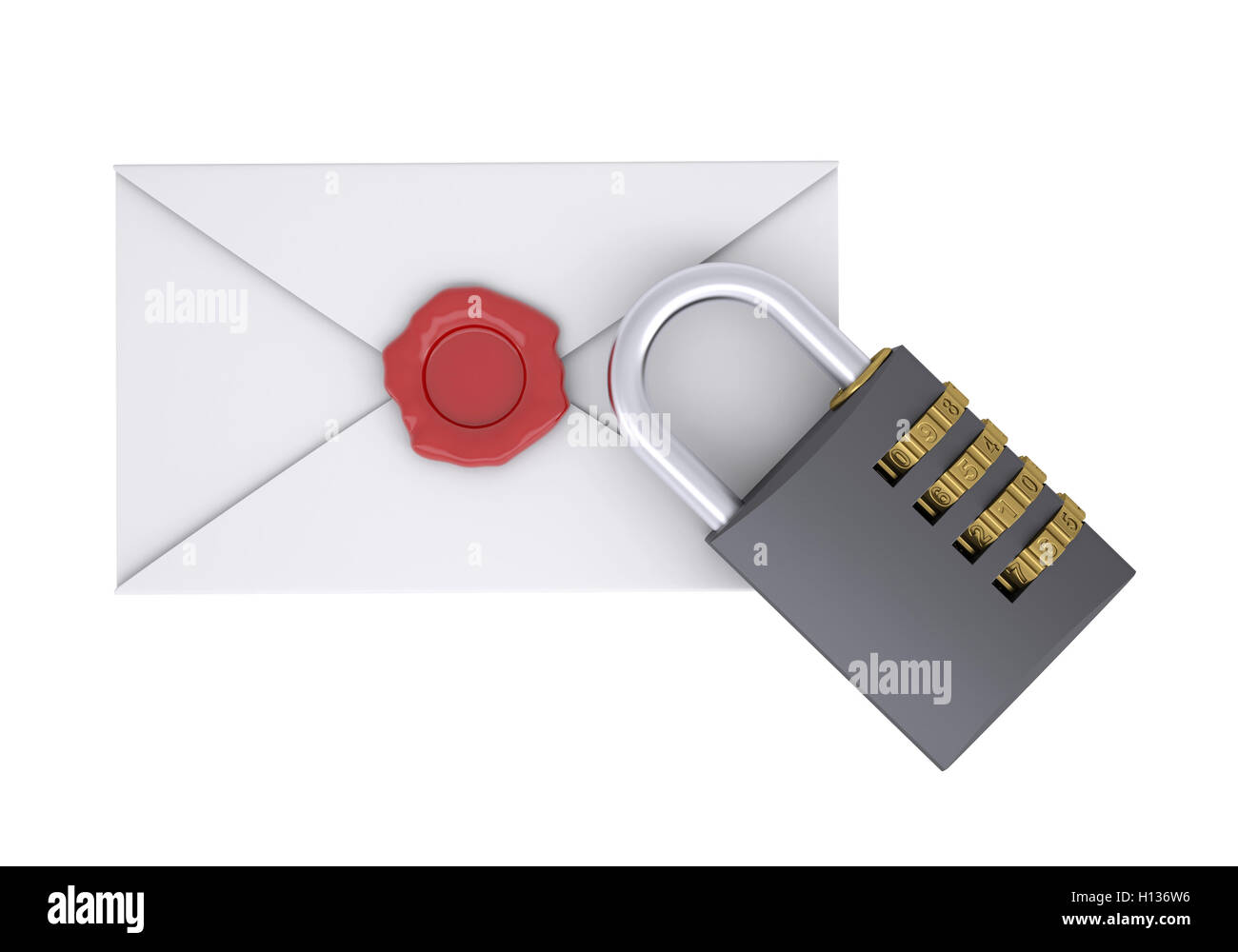 Combination lock and white envelope Stock Photo - Alamy