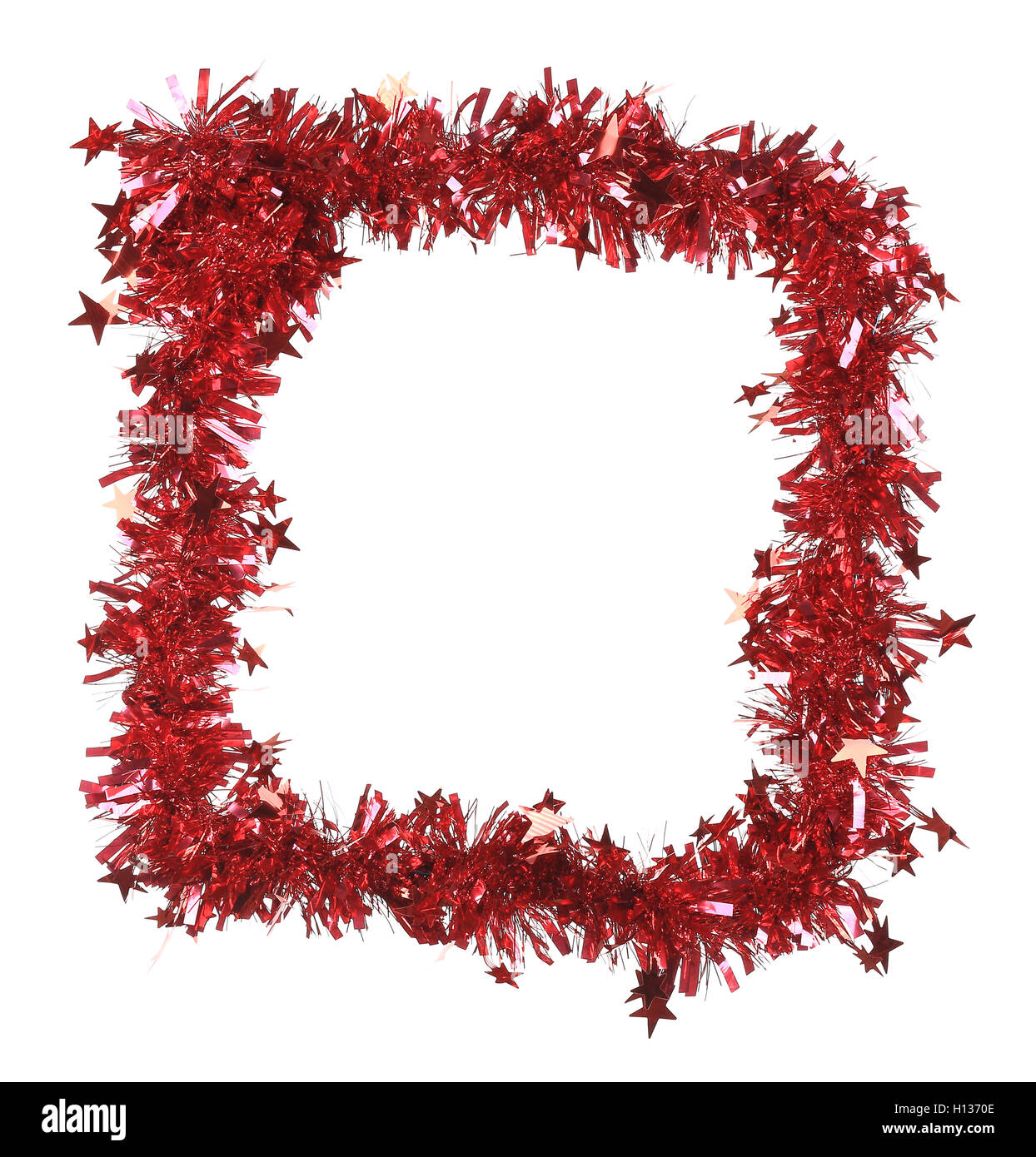 Christmas red tinsel as frame Stock Photo - Alamy