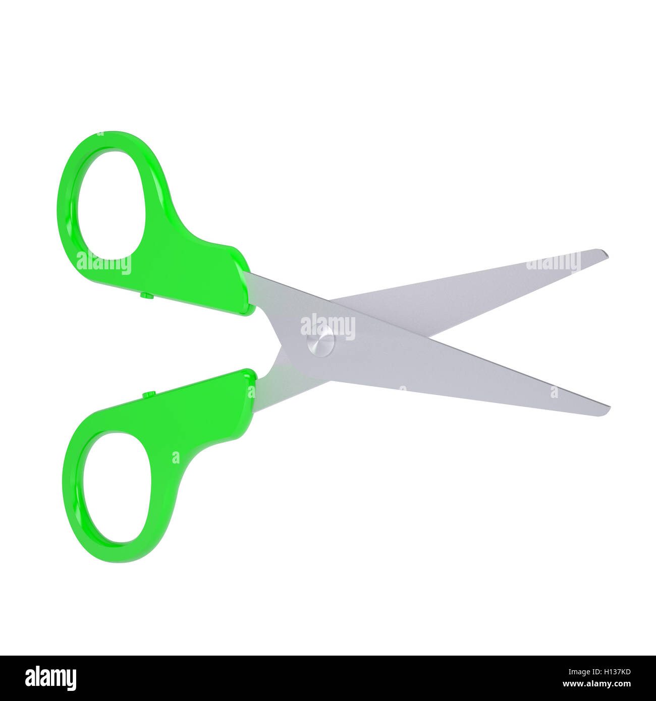 Scissors with green handles Stock Photo - Alamy