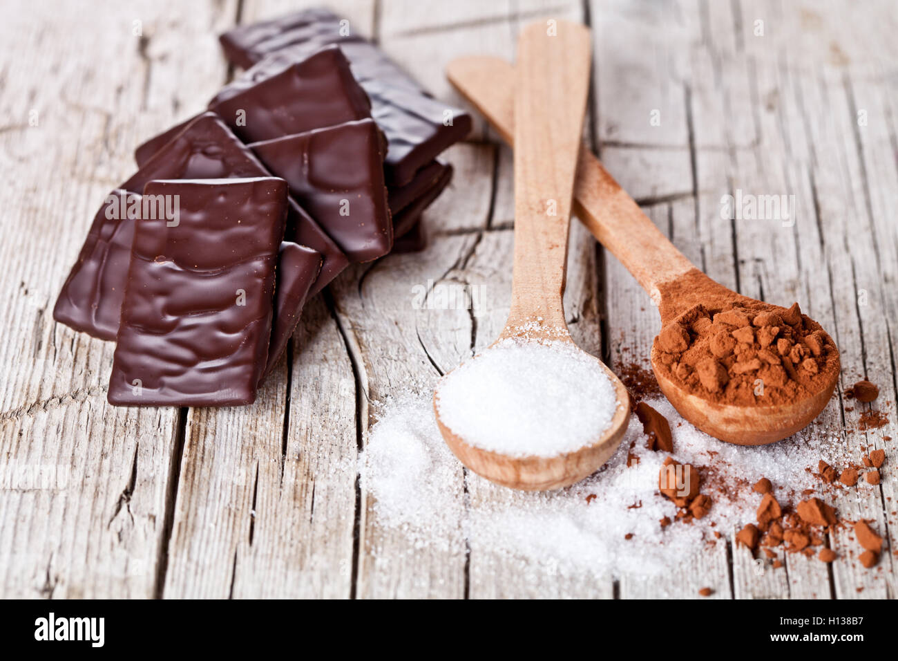 chocolate sweets, cocoa powder and sugar Stock Photo - Alamy