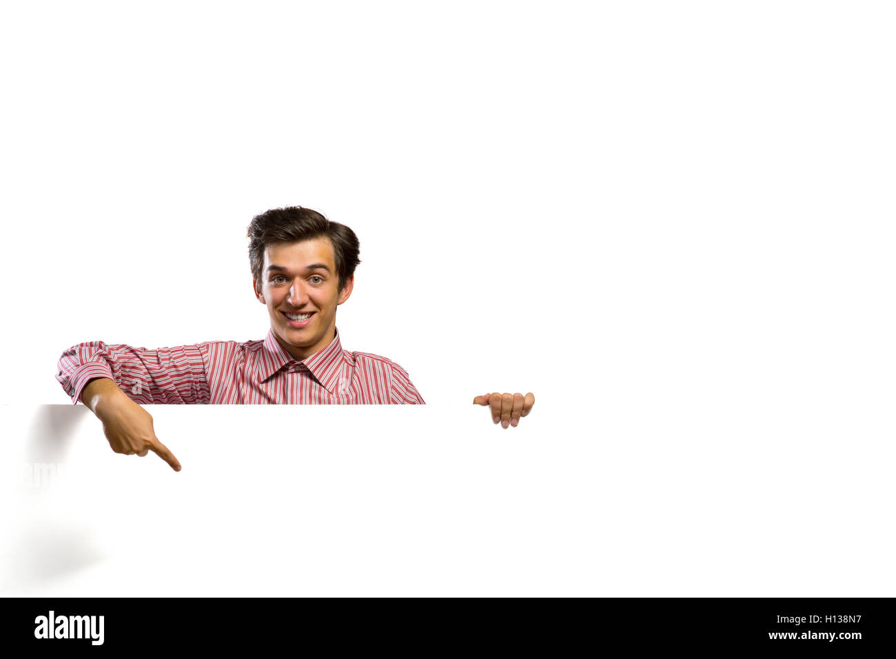 man holding a banner Stock Photo - Alamy