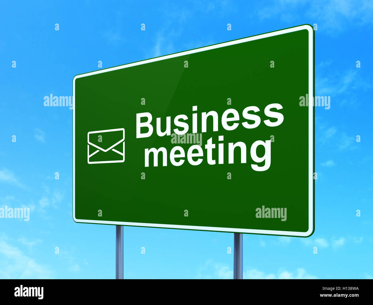 Finance concept: Business Meeting and Email on road sign background ...