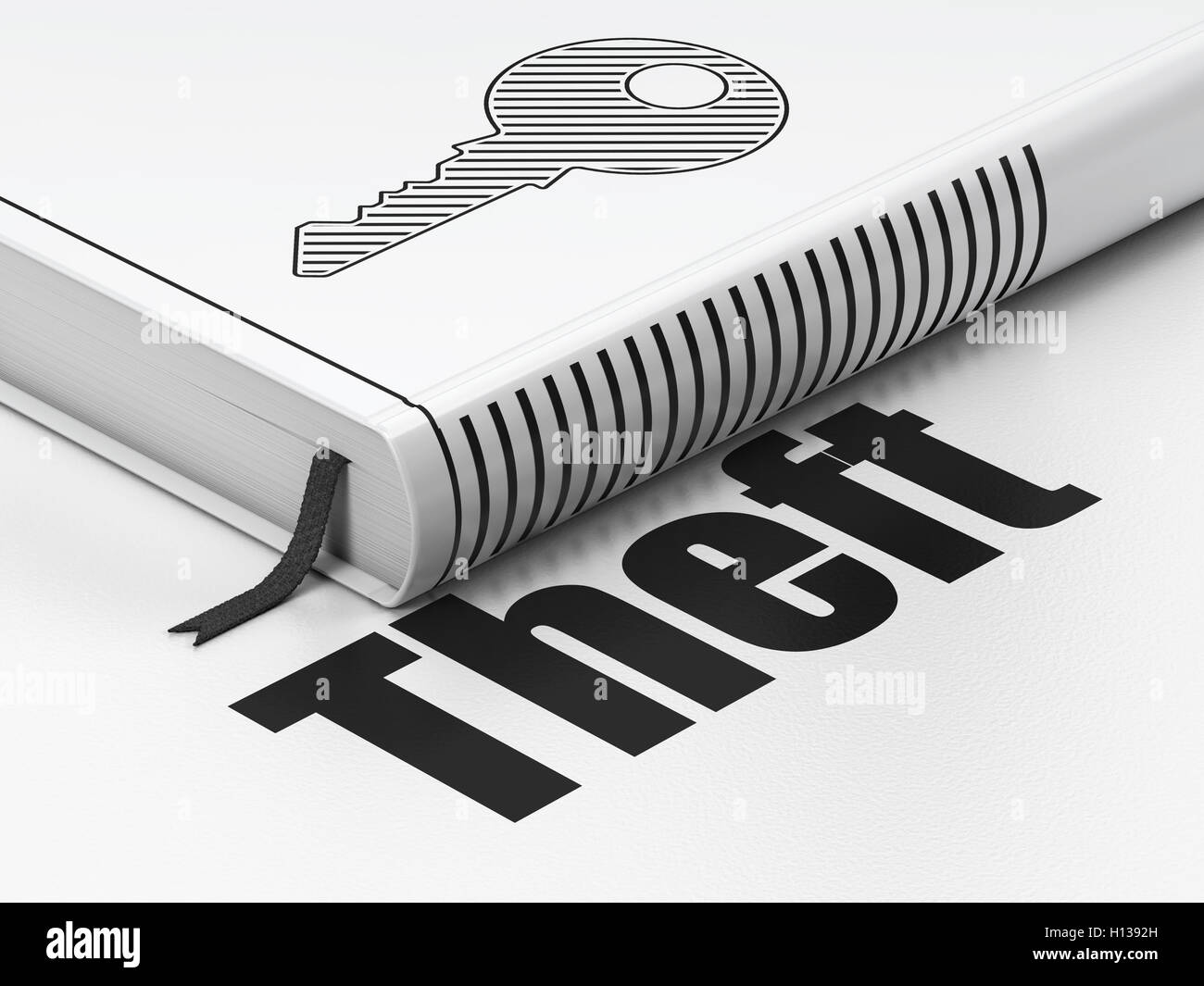 Protection concept: book Key, Theft on white background Stock Photo - Alamy