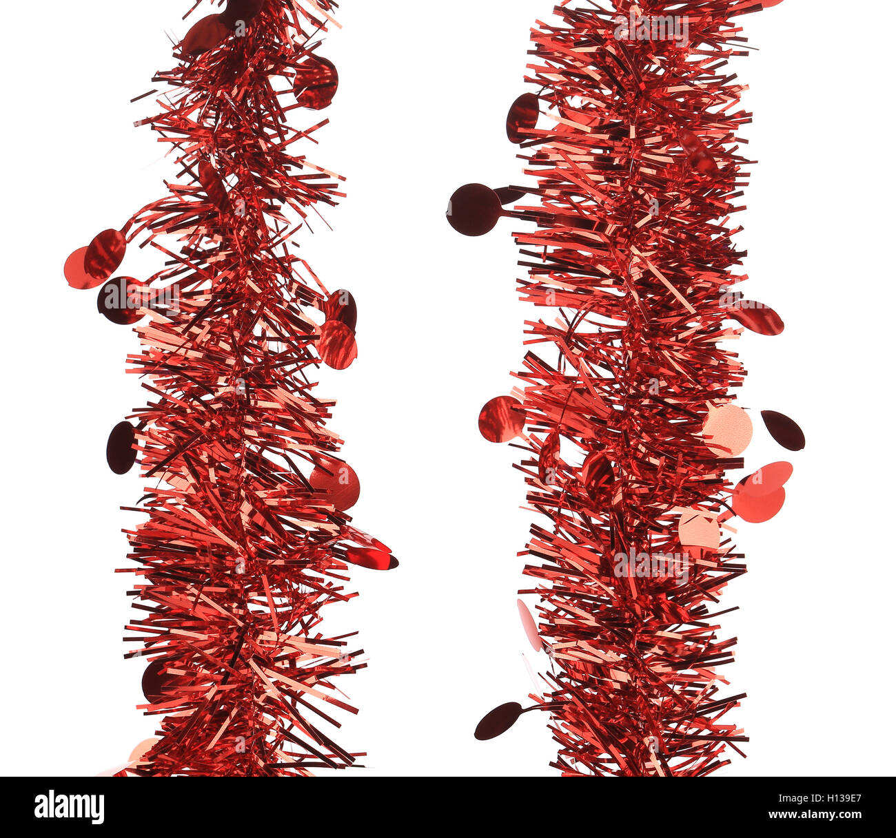 Two parallel red tinsel Stock Photo - Alamy