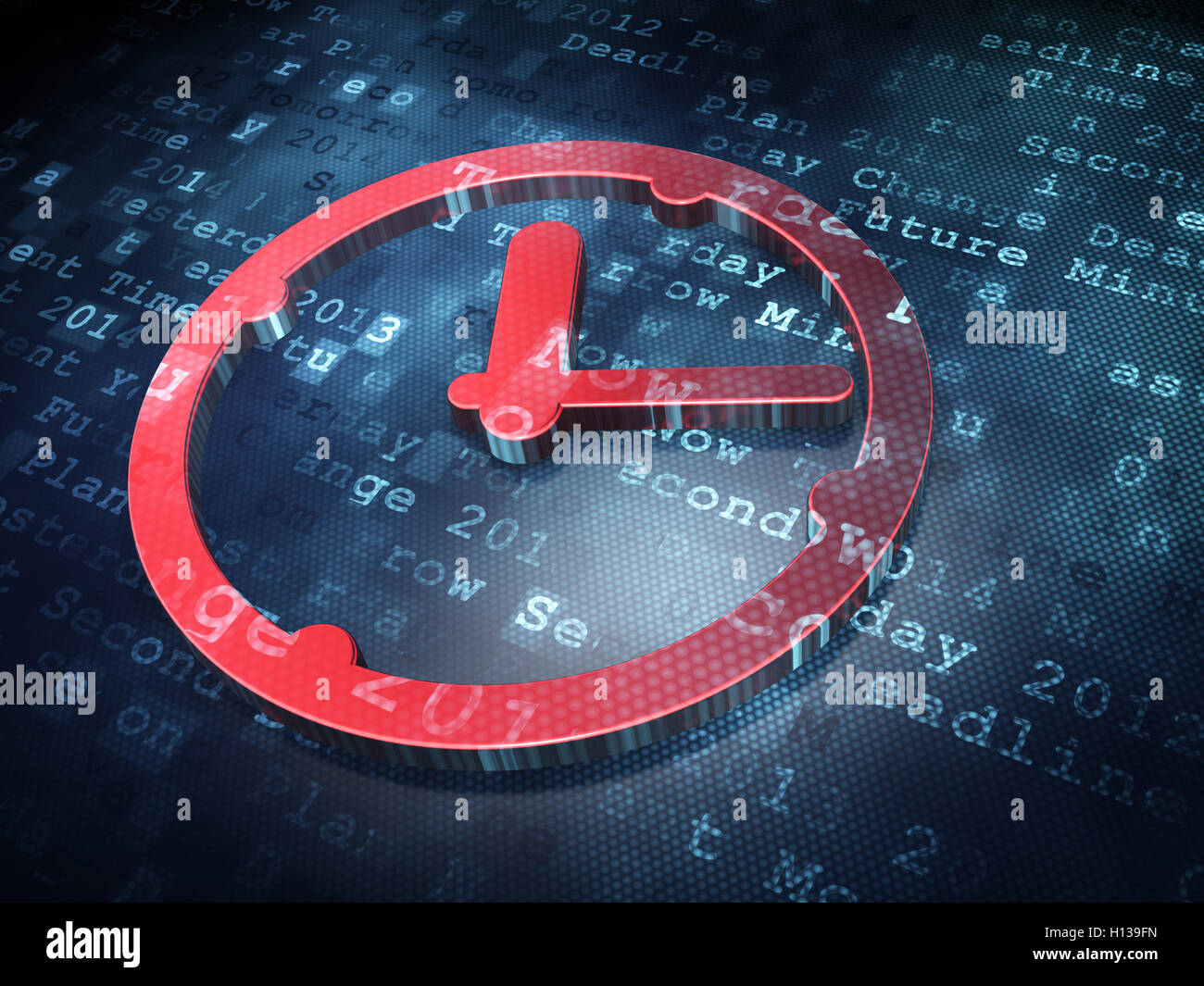 Timeline concept: Red Clock on digital background Stock Photo - Alamy