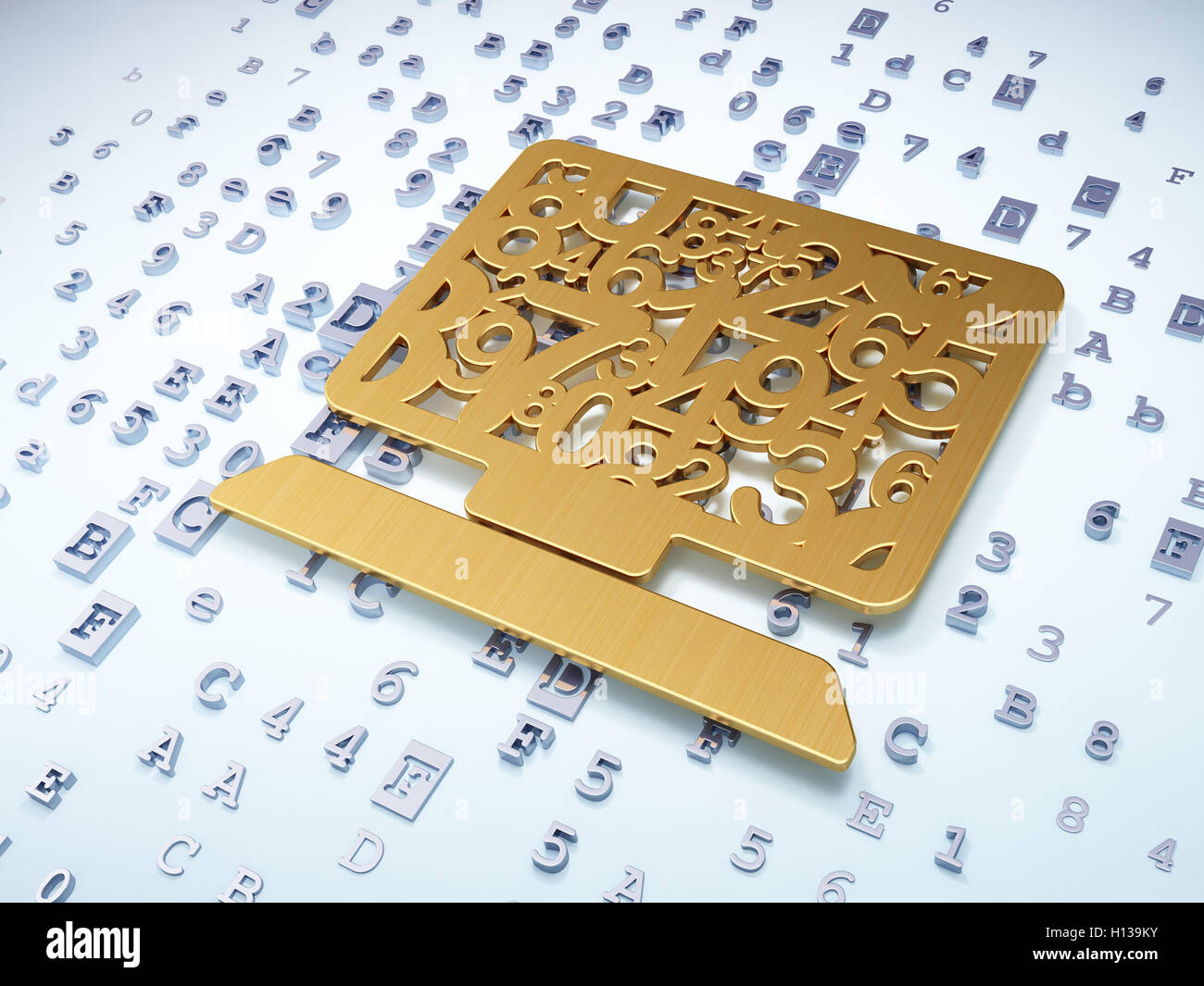 Education concept: Golden Computer Pc on digital background Stock Photo ...