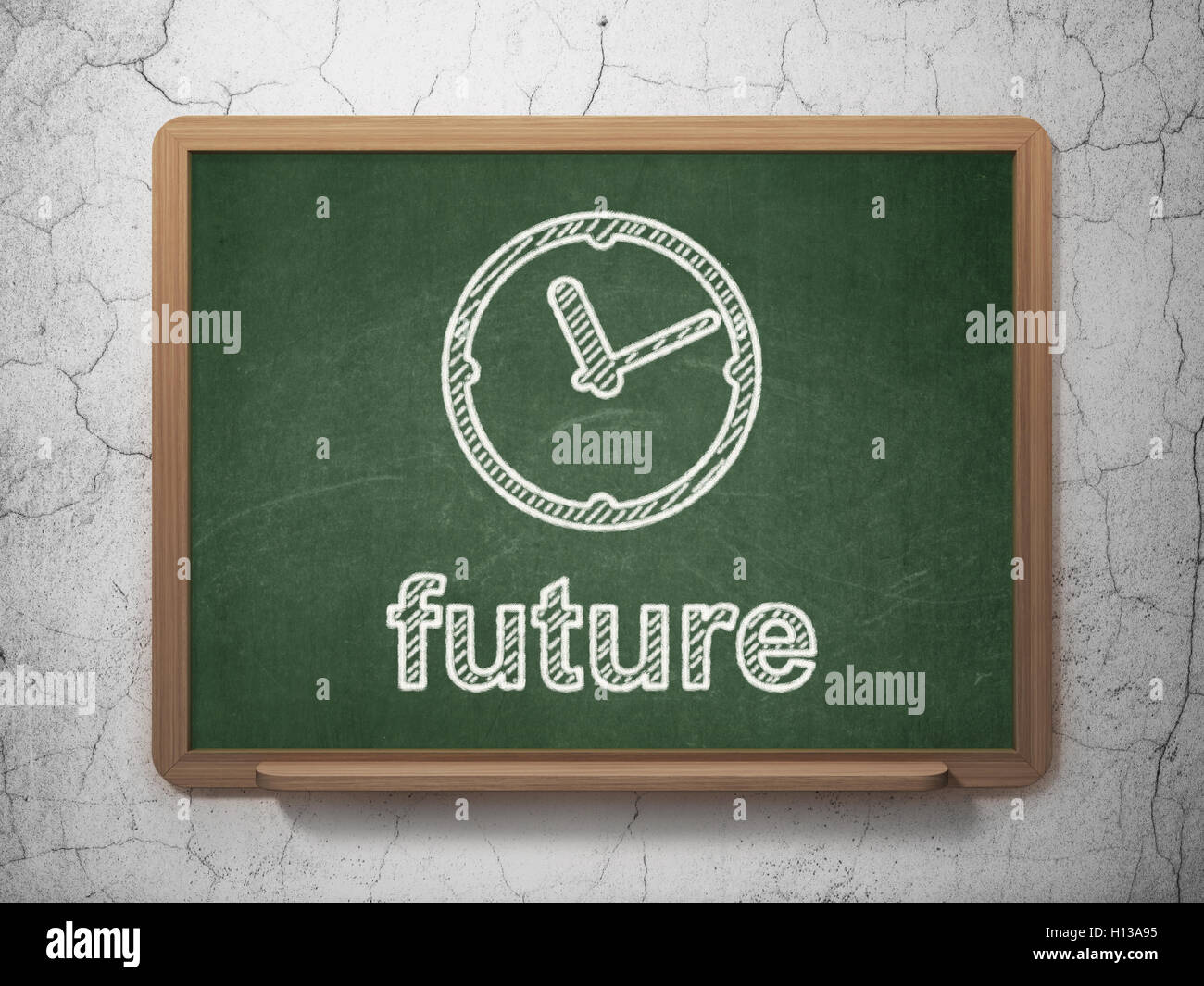 Time concept: Clock and Future on chalkboard background Stock Photo - Alamy