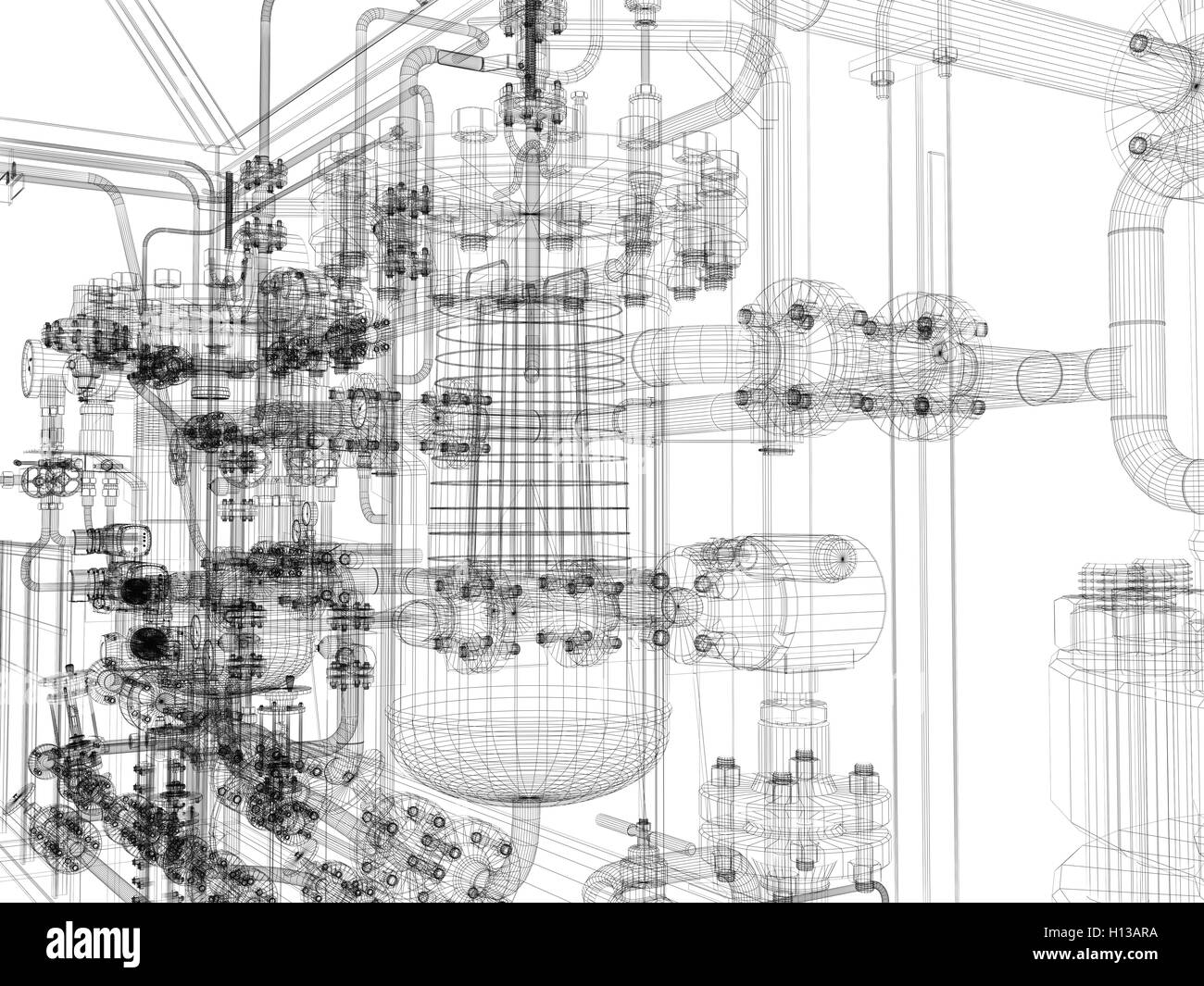Industrial equipment. Wire-frame render Stock Photo - Alamy