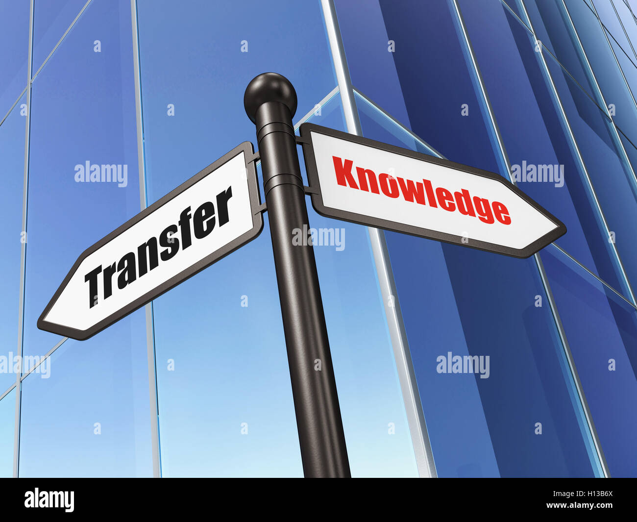 Education concept: sign Knowledge Transfer on Building background Stock ...