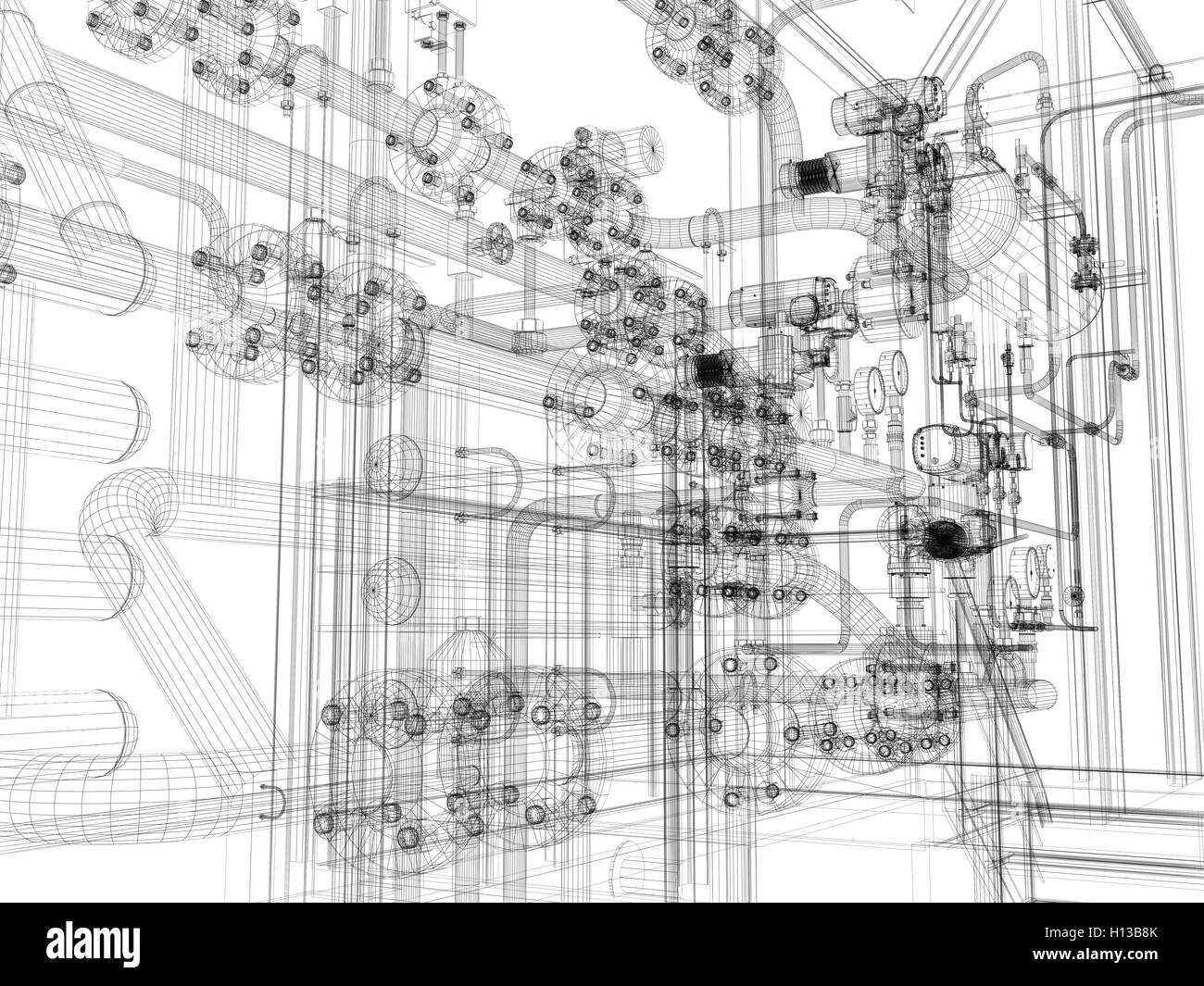 Industrial equipment. Wire-frame render Stock Photo - Alamy