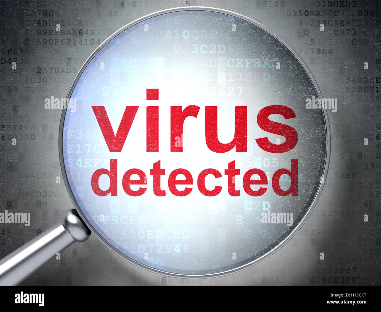 Safety concept: Virus Detected with optical glass Stock Photo - Alamy