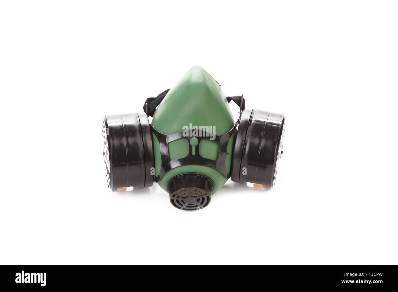 Side view of green gas mask Stock Photo - Alamy
