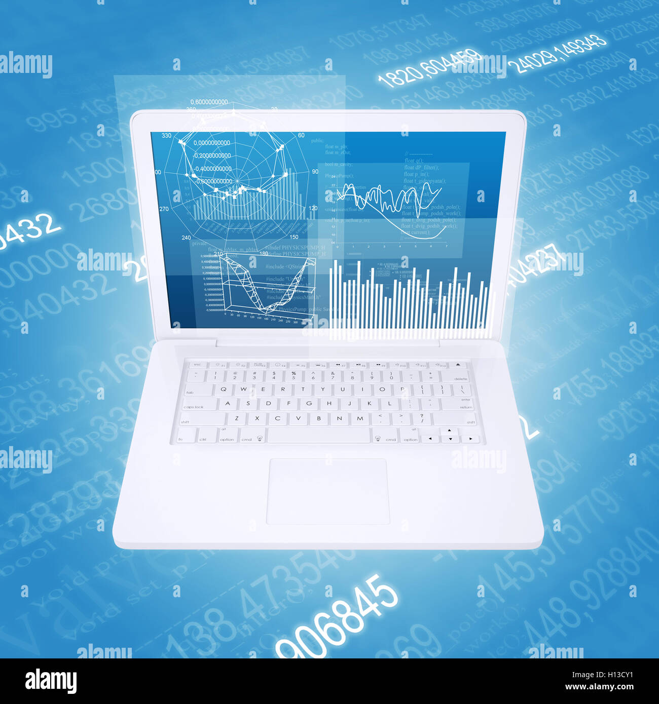 Laptop and graphs Stock Photo - Alamy