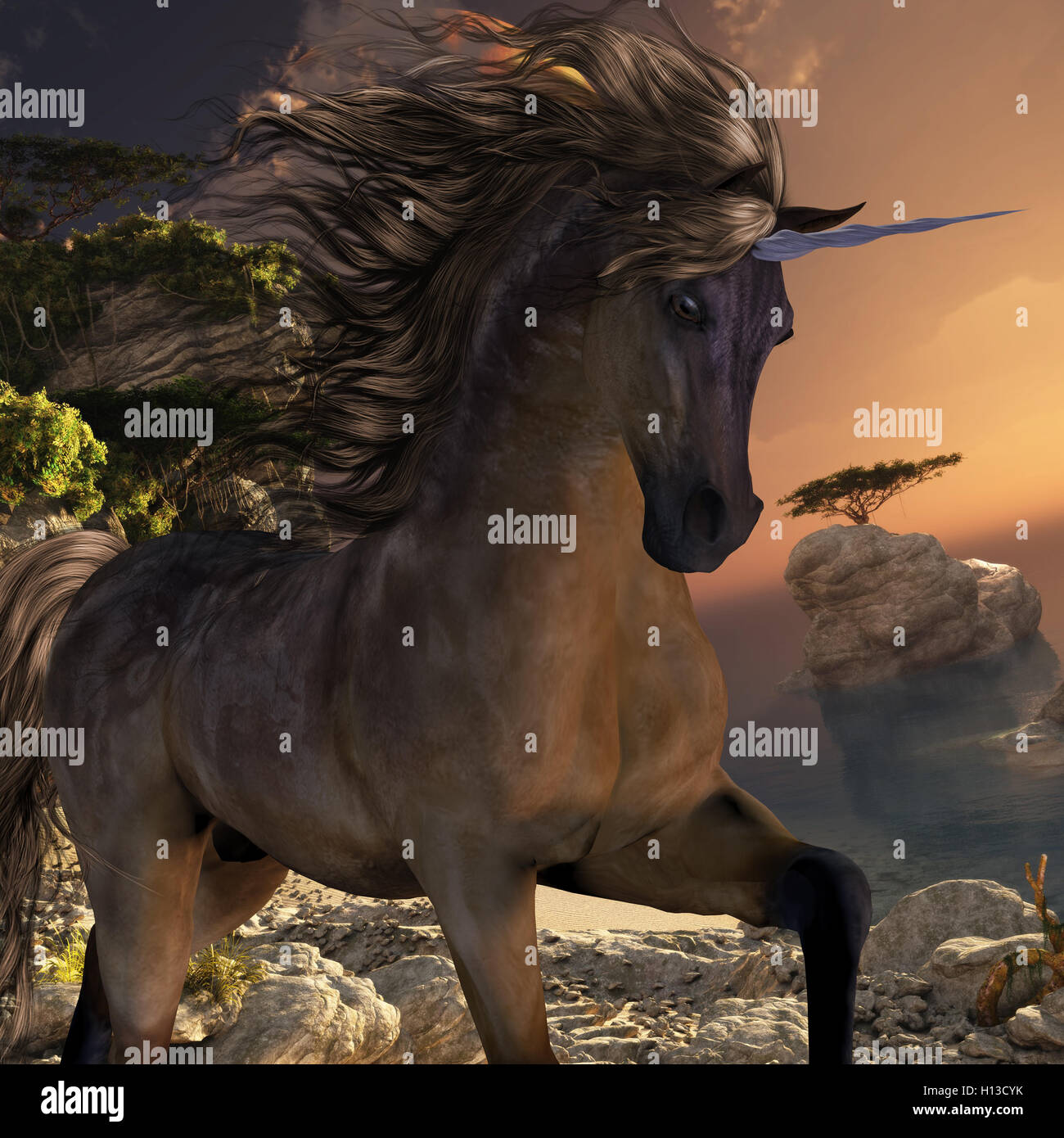 Grulla Buck Unicorn Stock Photo - Alamy