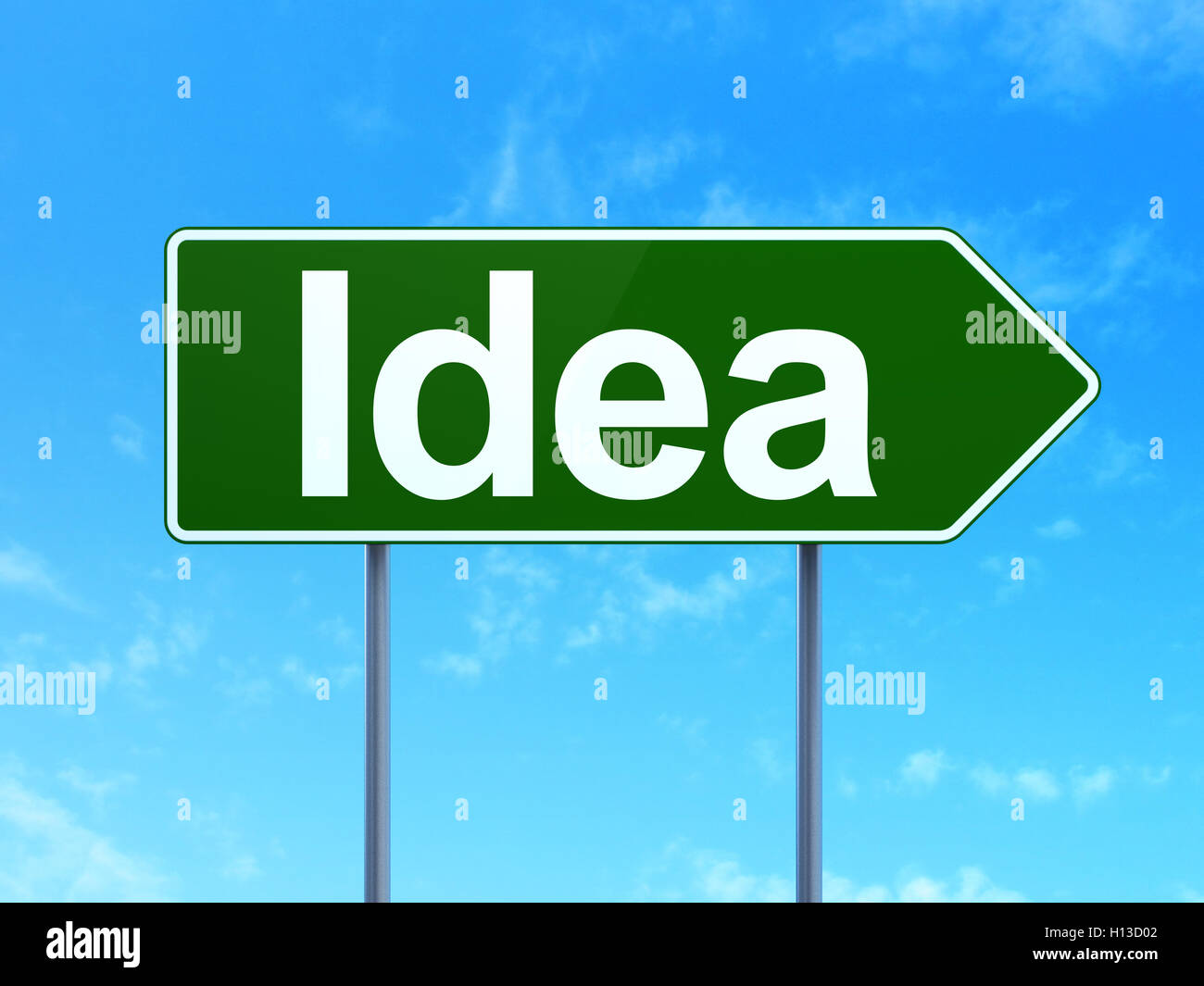 Marketing concept: Idea on road sign background Stock Photo - Alamy