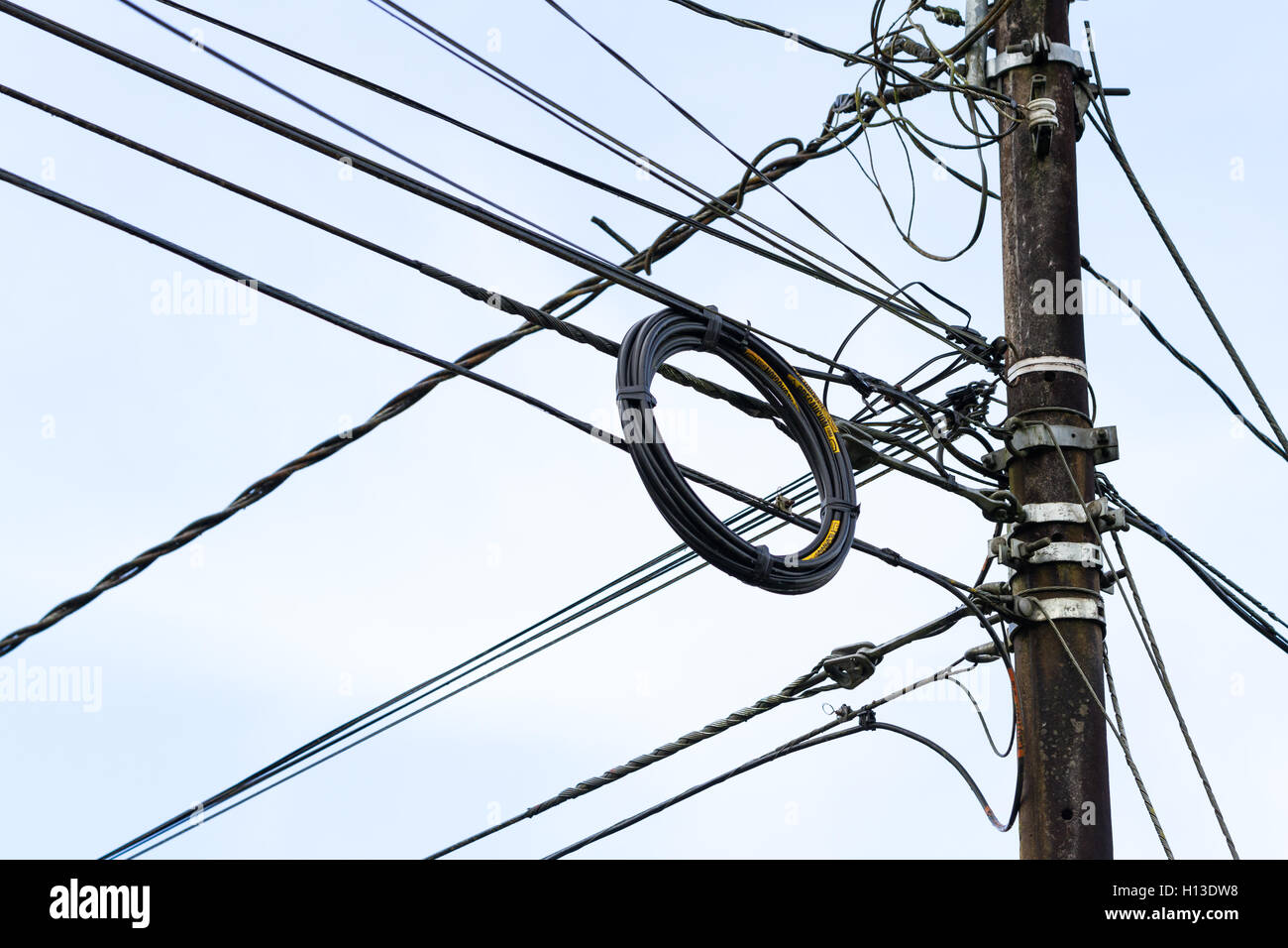 Turrialba, Costa Rica - May 21 : Power lines and phone lines hanging ...