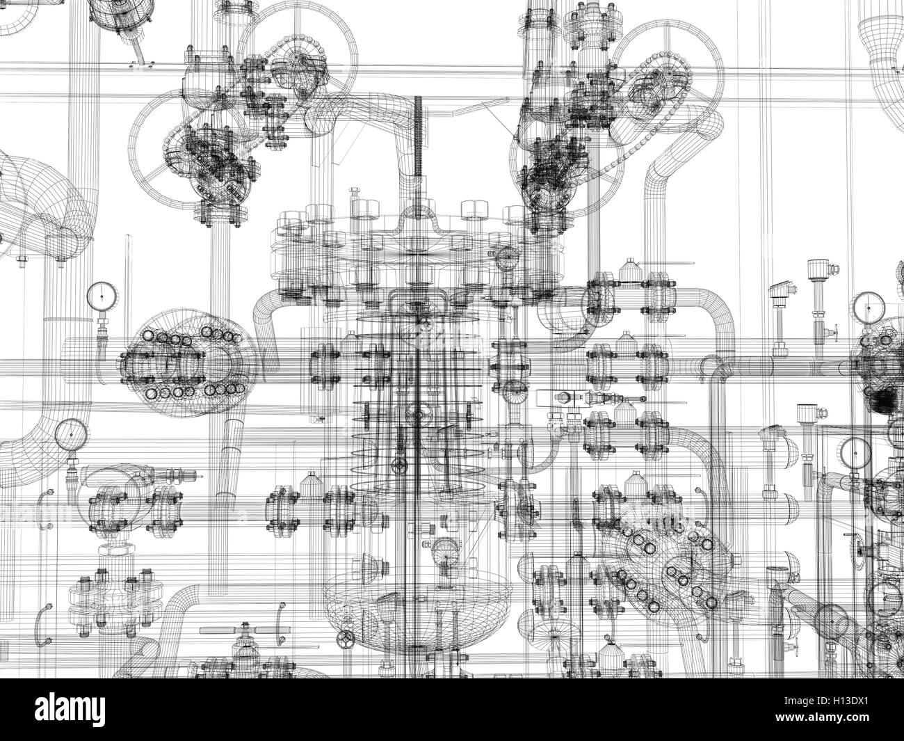 Industrial equipment. Wire-frame render Stock Photo - Alamy