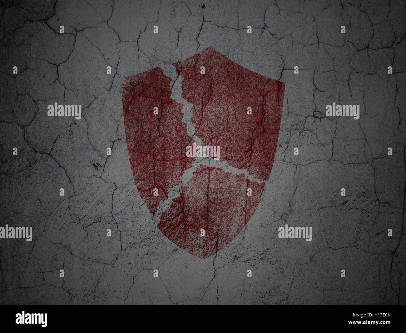 Privacy concept: Broken Shield on grunge wall background Stock Photo ...