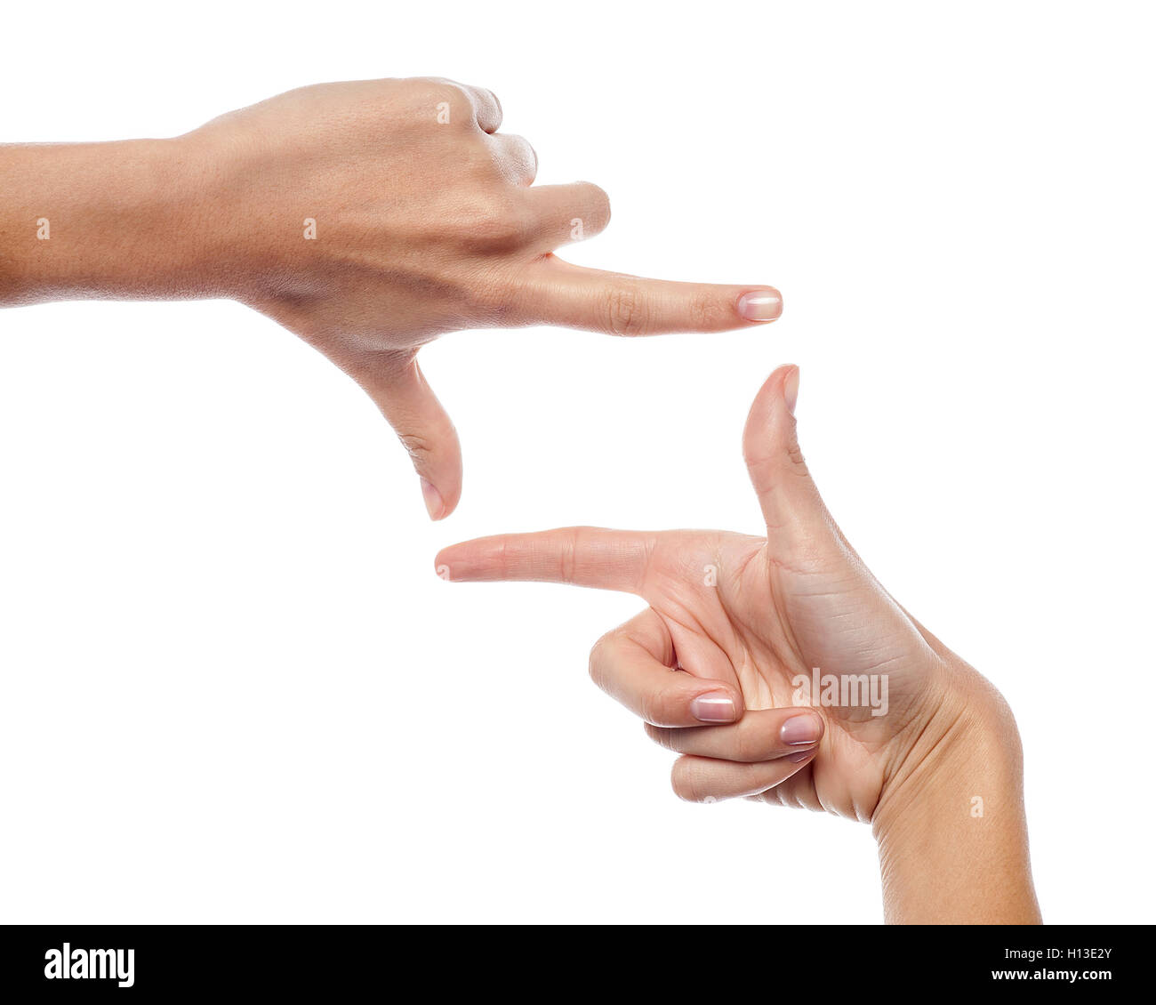 Female hands making shape Cut Out Stock Images & Pictures - Alamy